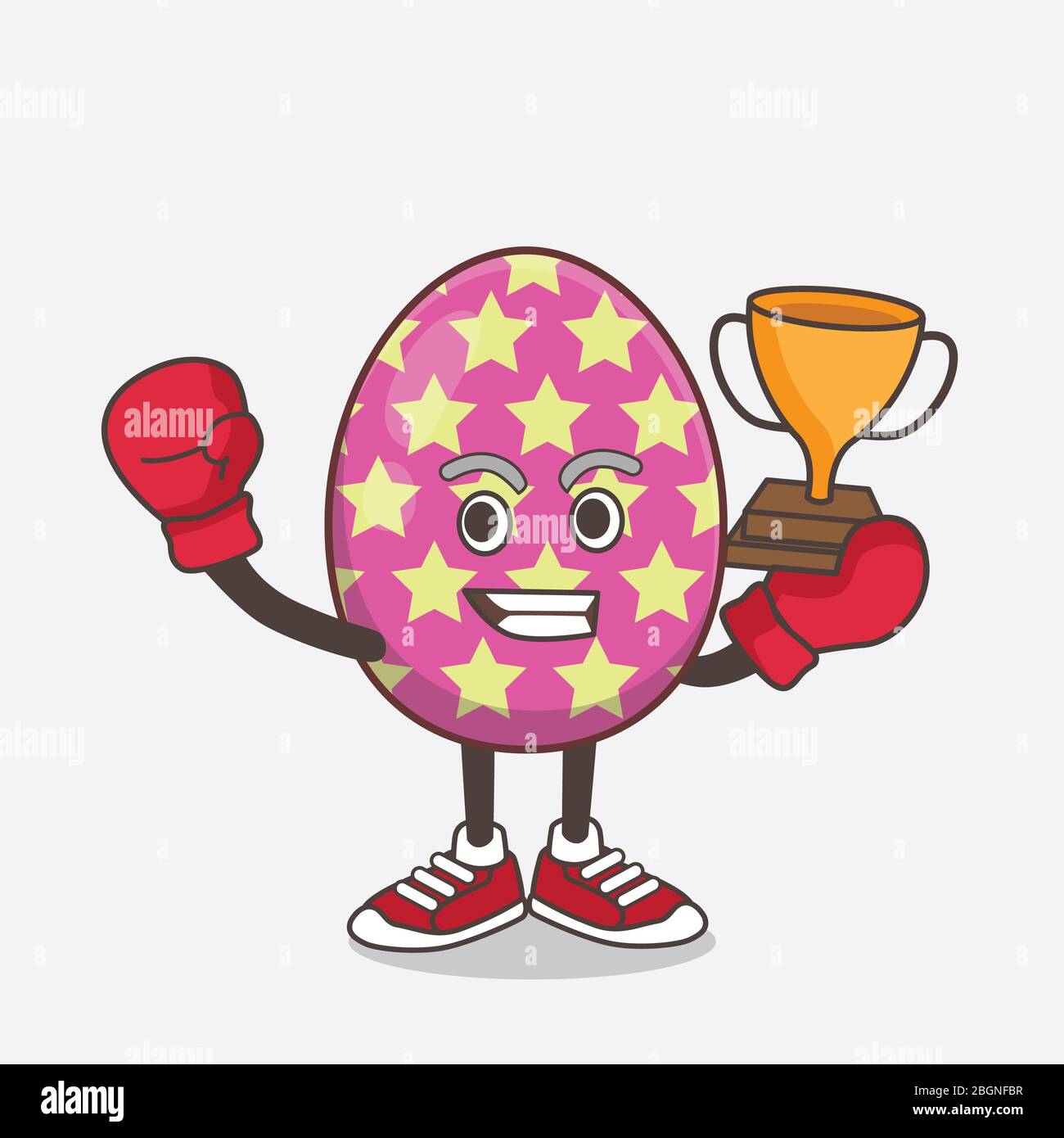 An illustration of Easter Egg cartoon mascot character as Boxing winner ...
