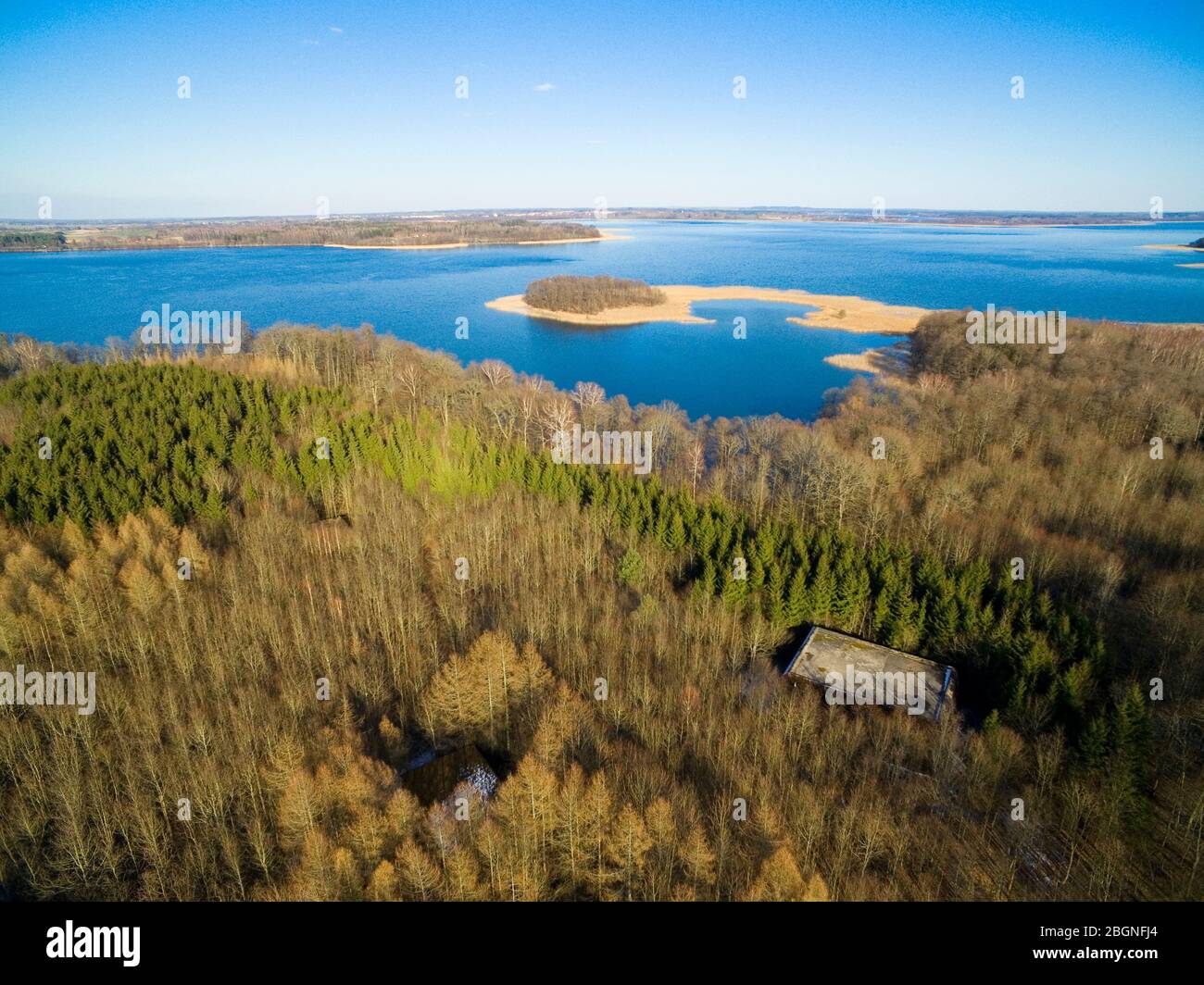 Aerial view of reinforced concrete bunkers belonged to Headquarters of ...