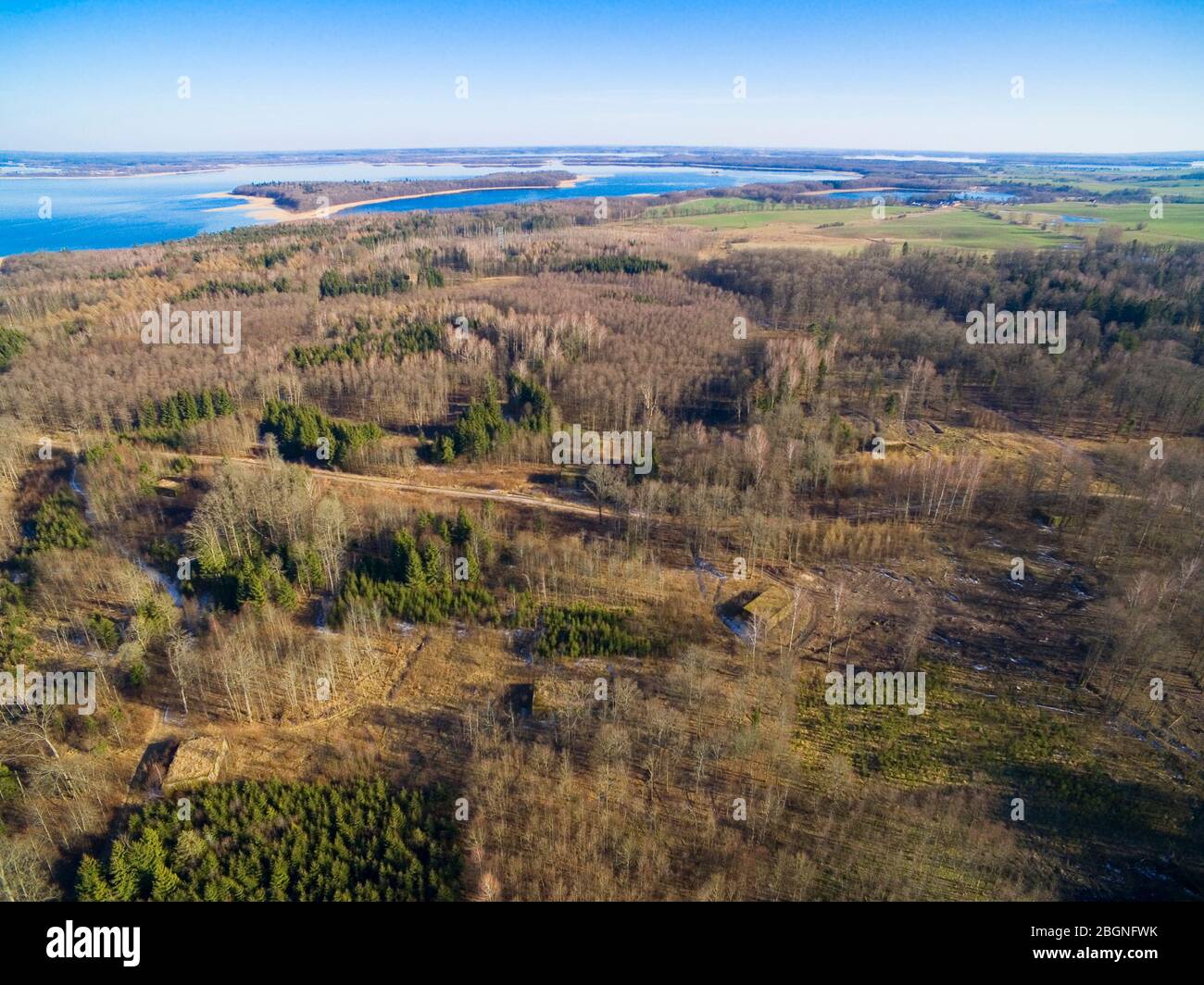 Aerial view of reinforced concrete bunkers belonged to Headquarters of ...