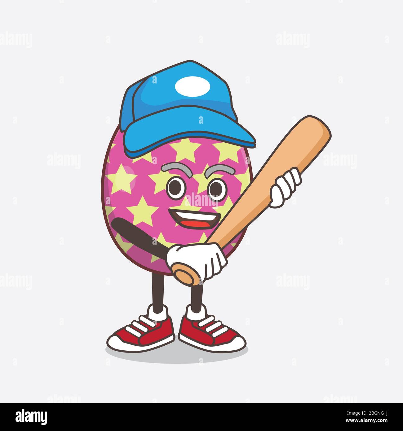 An illustration of Easter Egg cartoon mascot character playing baseball ...