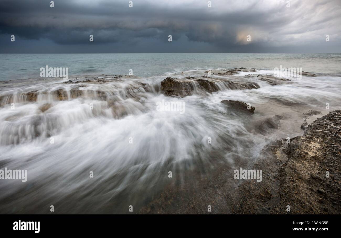 Stormy seascape at Argaka beach, Cyprus Stock Photo - Alamy