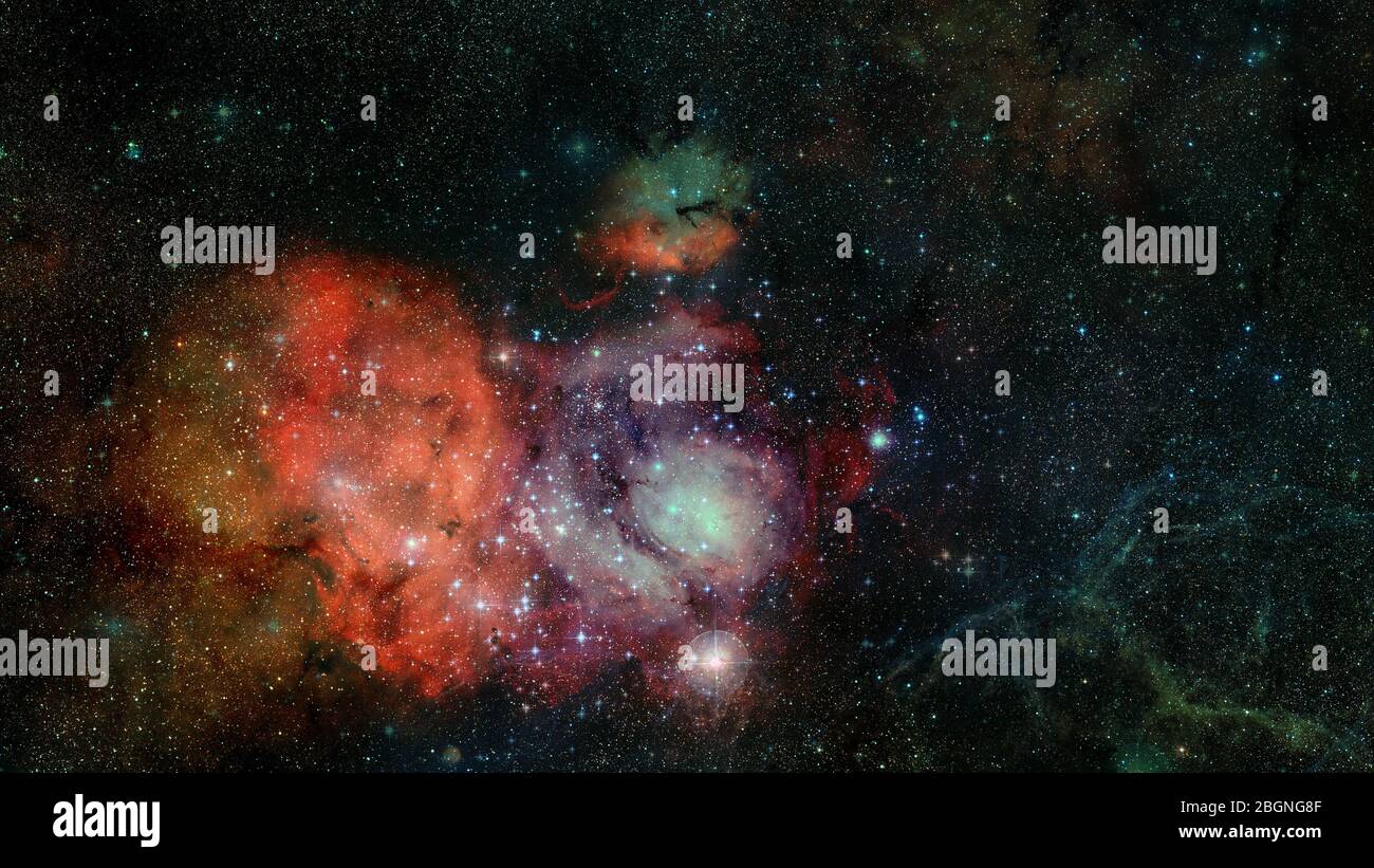 Astronomical scientific background, nebula and stars in deep space ...