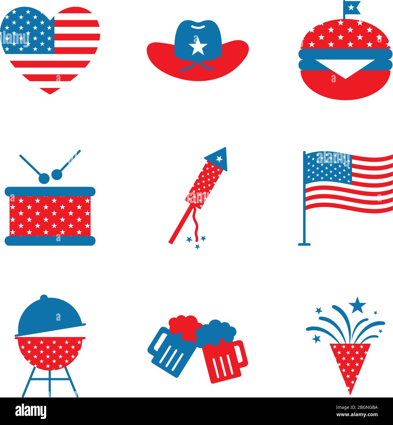Independence day flat style icon set vector design Stock Vector Image ...