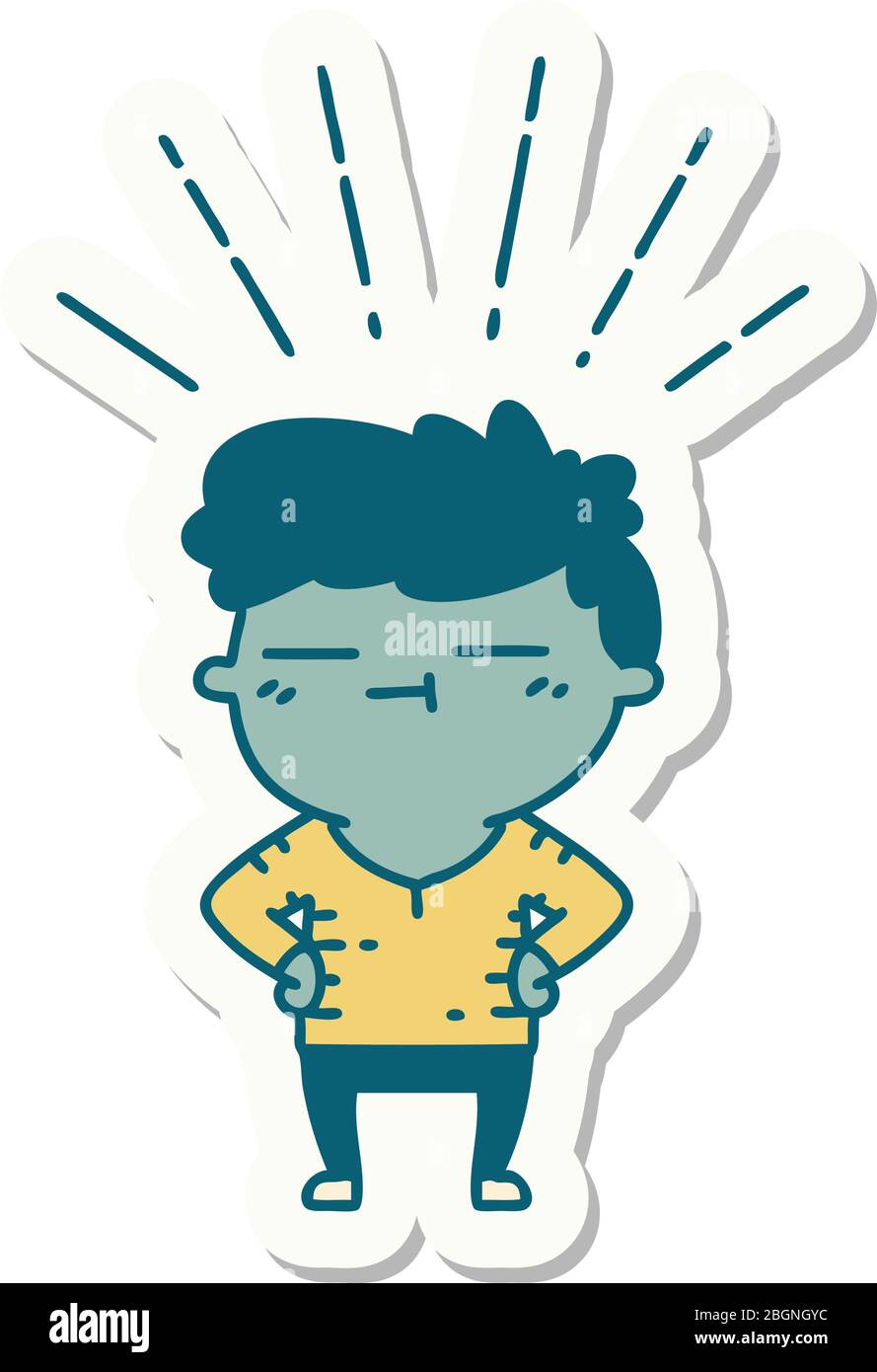 sticker of a tattoo style happy man Stock Vector Image & Art - Alamy