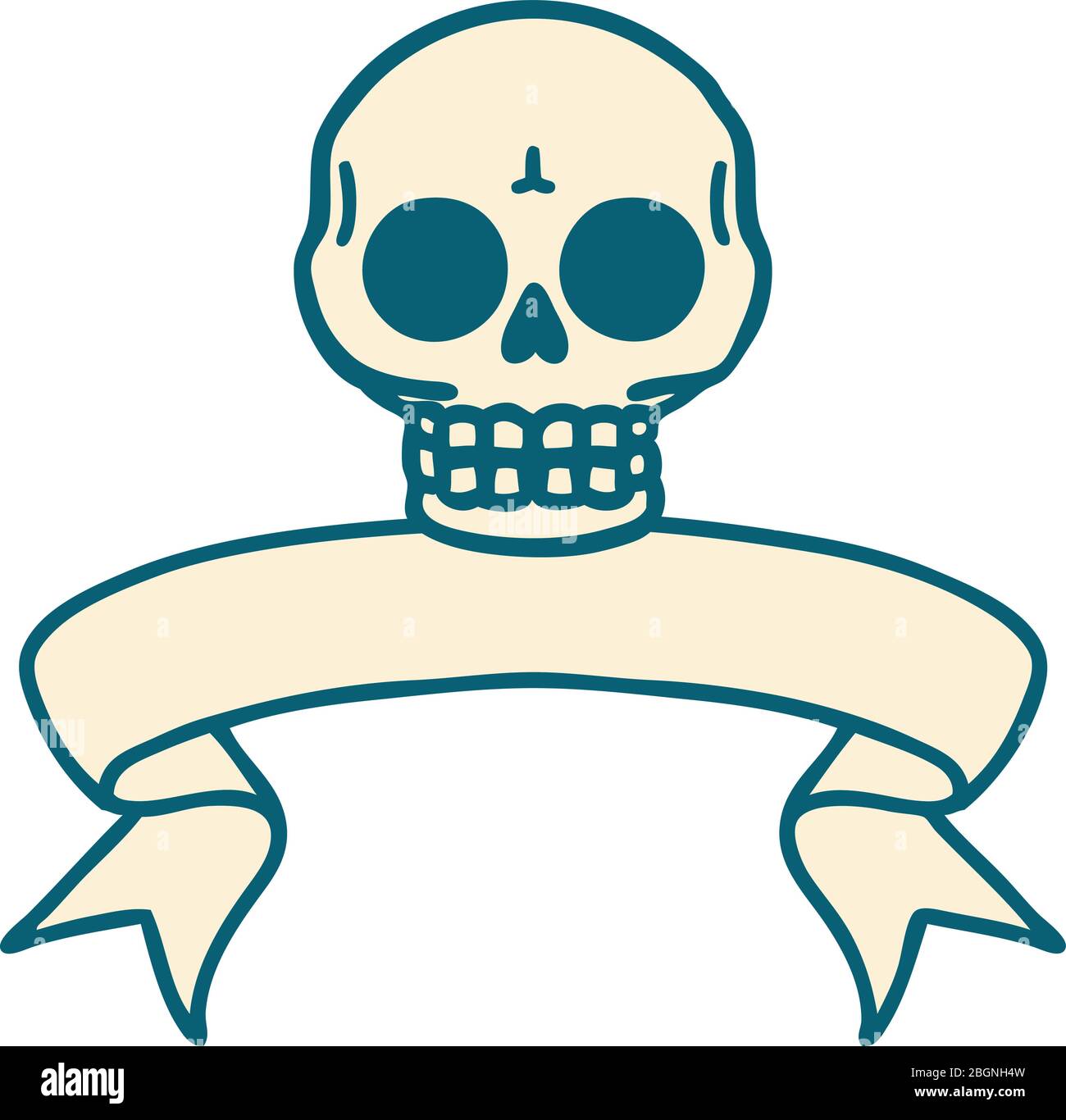 traditional tattoo with banner of a skull Stock Vector Image & Art - Alamy