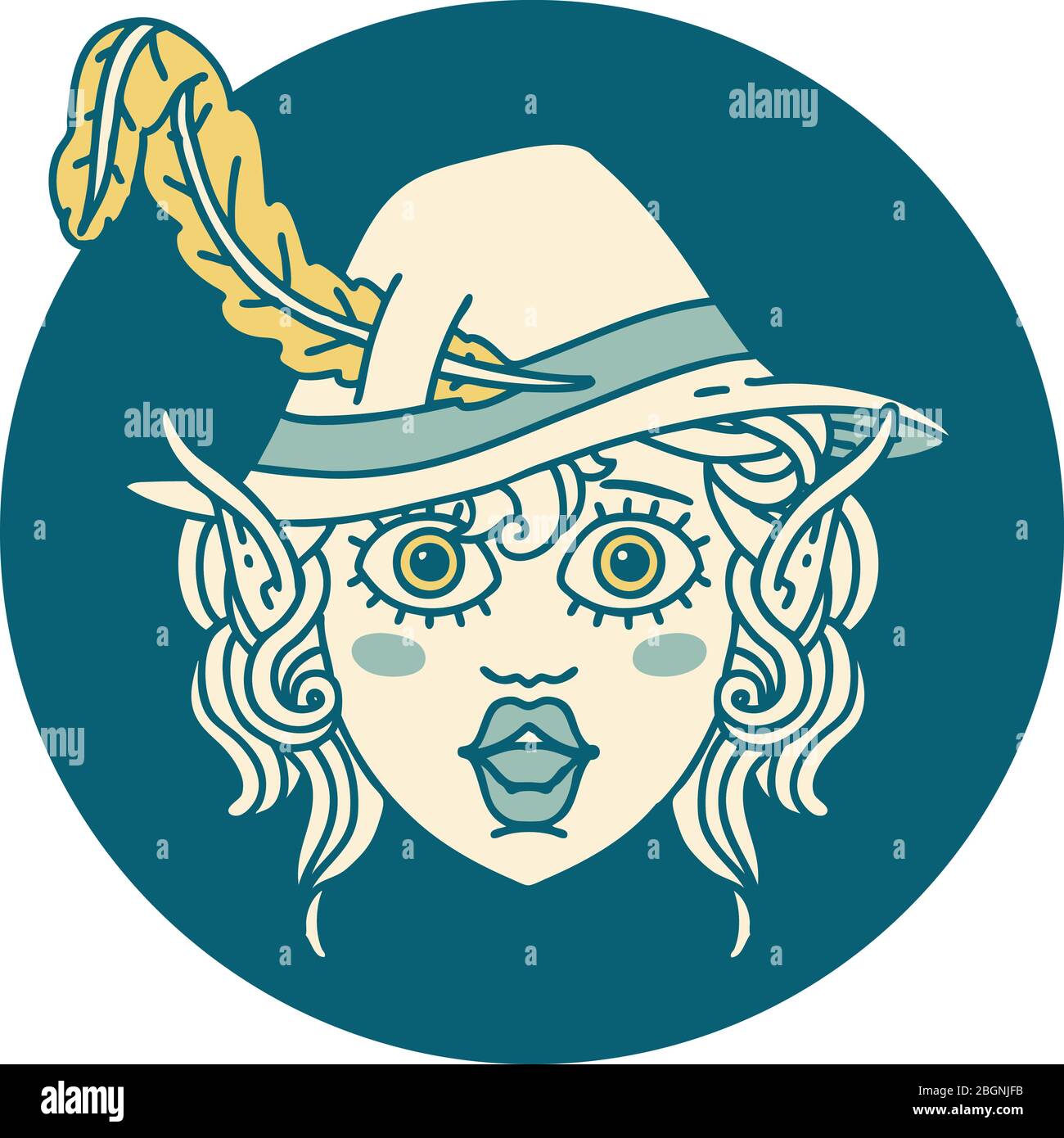 Retro Tattoo Style elf bard character face Stock Vector Image & Art - Alamy
