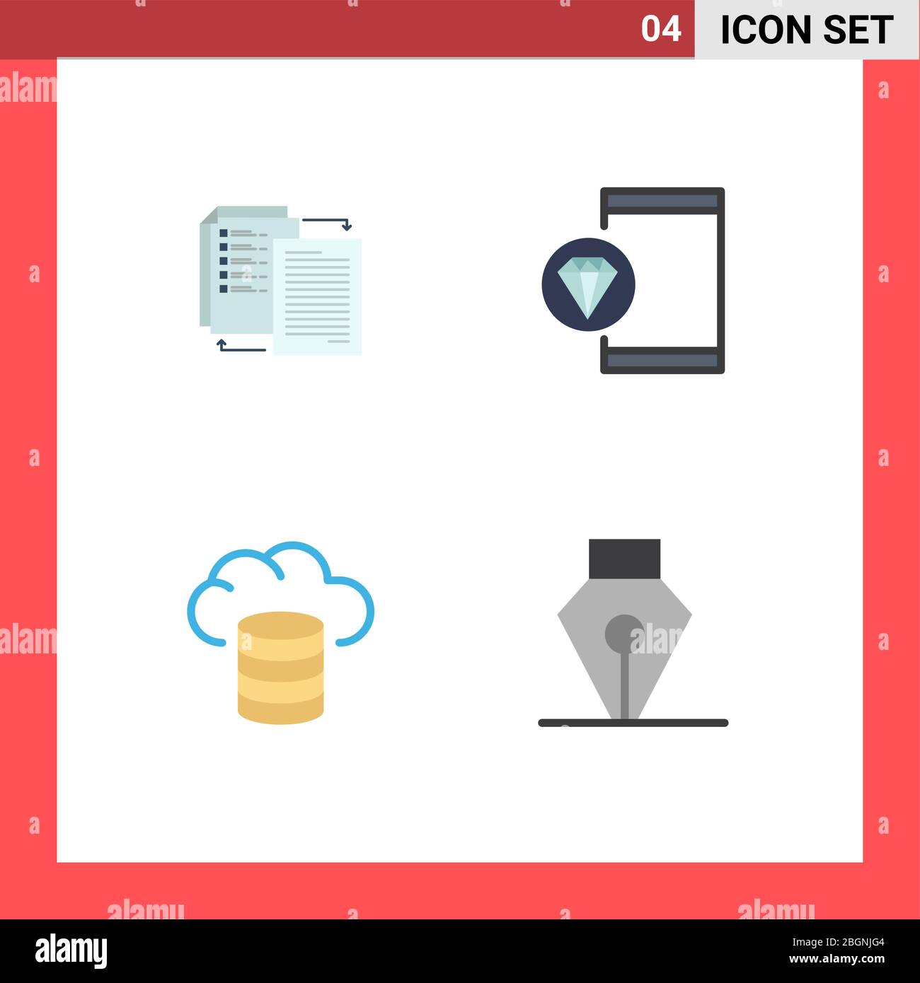 Flat Icon Pack of 4 Universal Symbols of file, programming, wlan ...