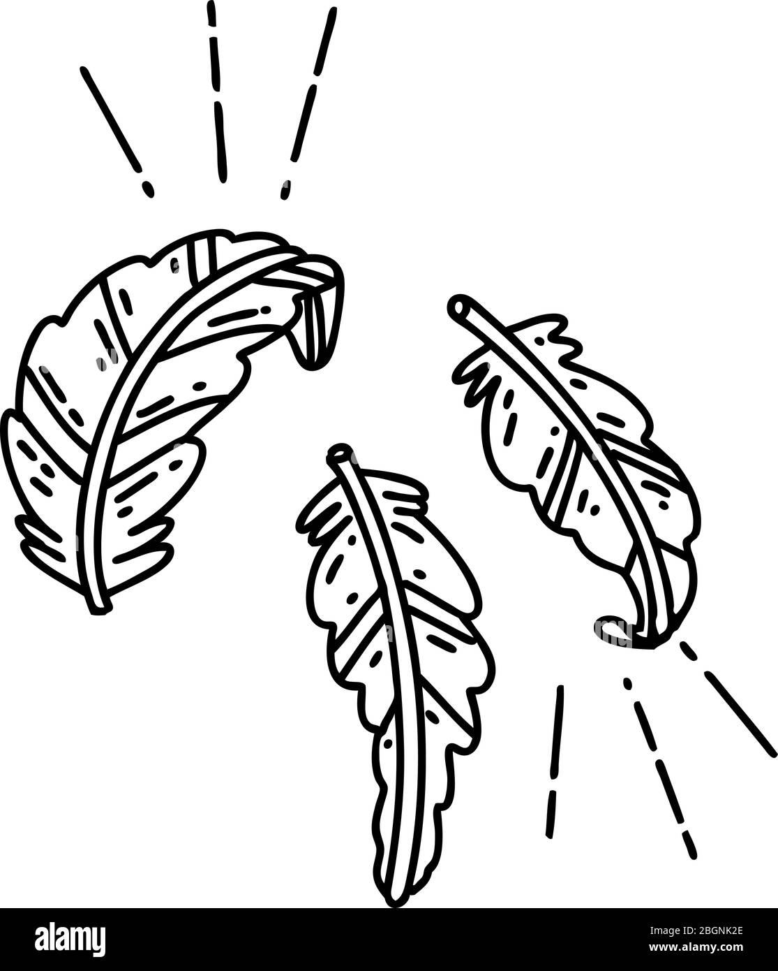 illustration of a traditional black line work tattoo style feathers ...
