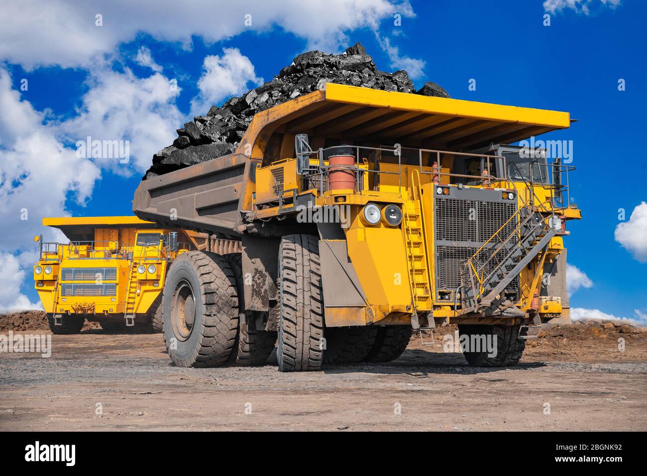 Open pit mine industry, big yellow mining truck for coal anthracite ...