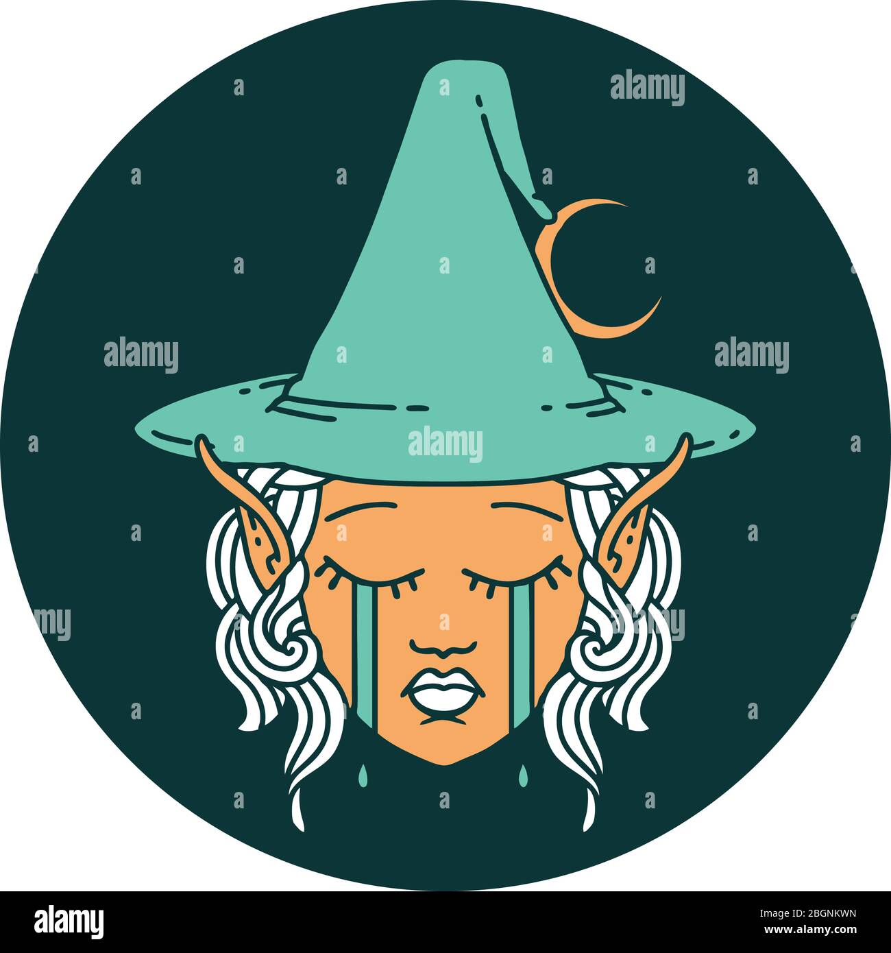 icon of crying elf mage character face Stock Vector Image & Art - Alamy