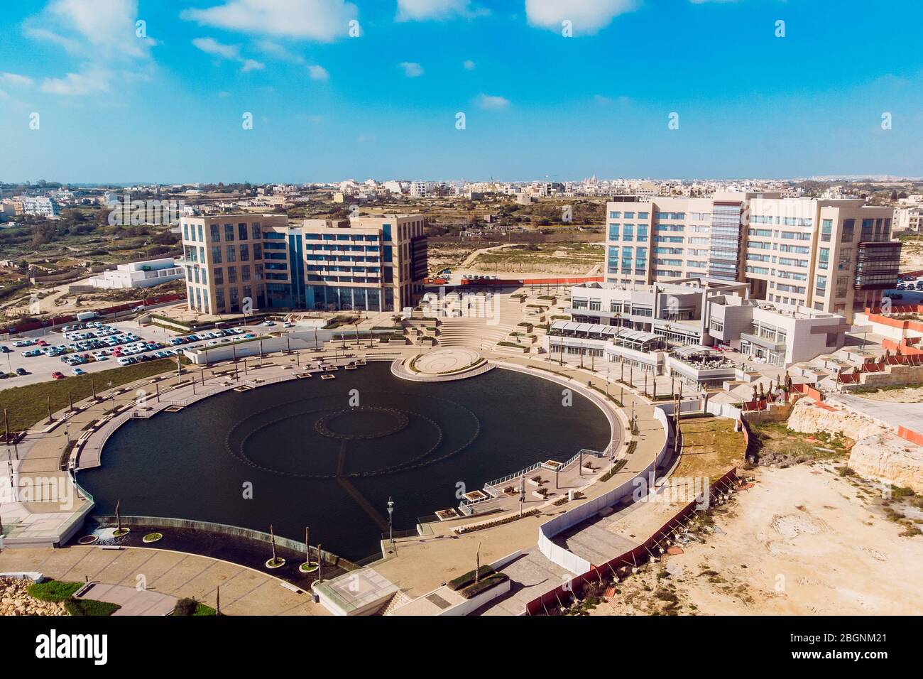 Xghajra smart city, Malta island Mediterranean sea. Aerial top view ...