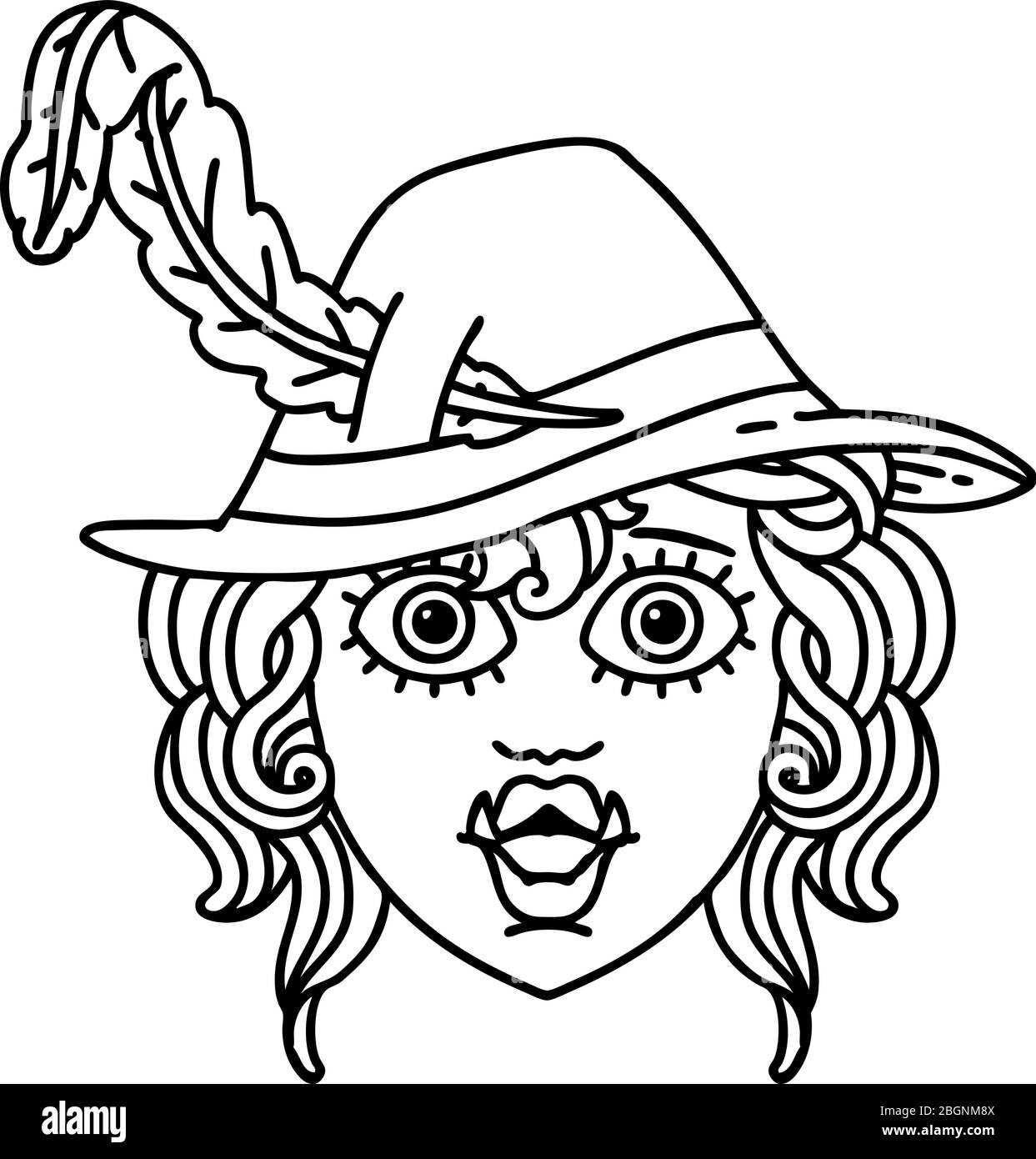 Black and White Tattoo linework Style orc bard character Stock Vector ...