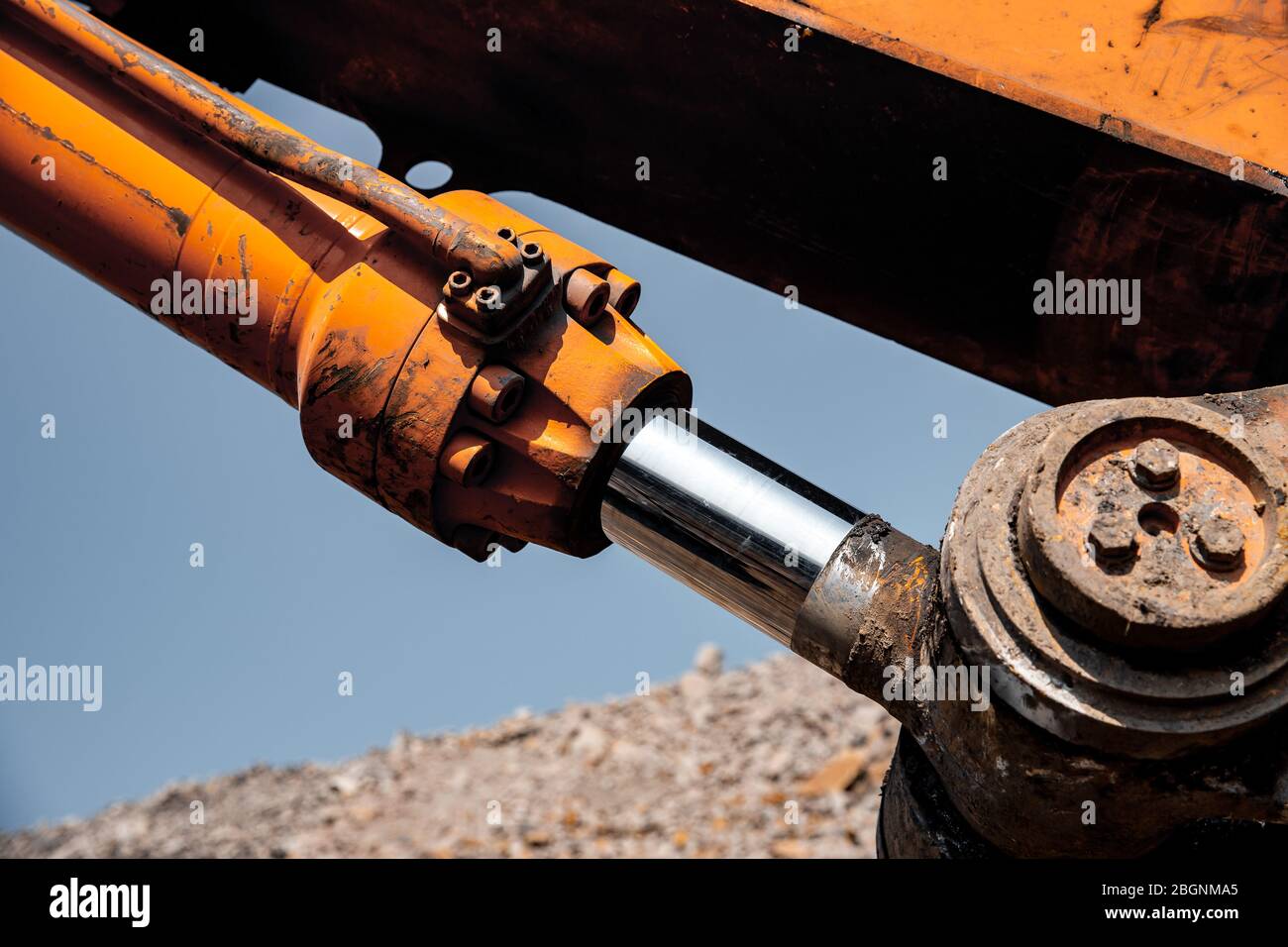 Pneumatic piston for machinery technology. Concept machine for lifting ...