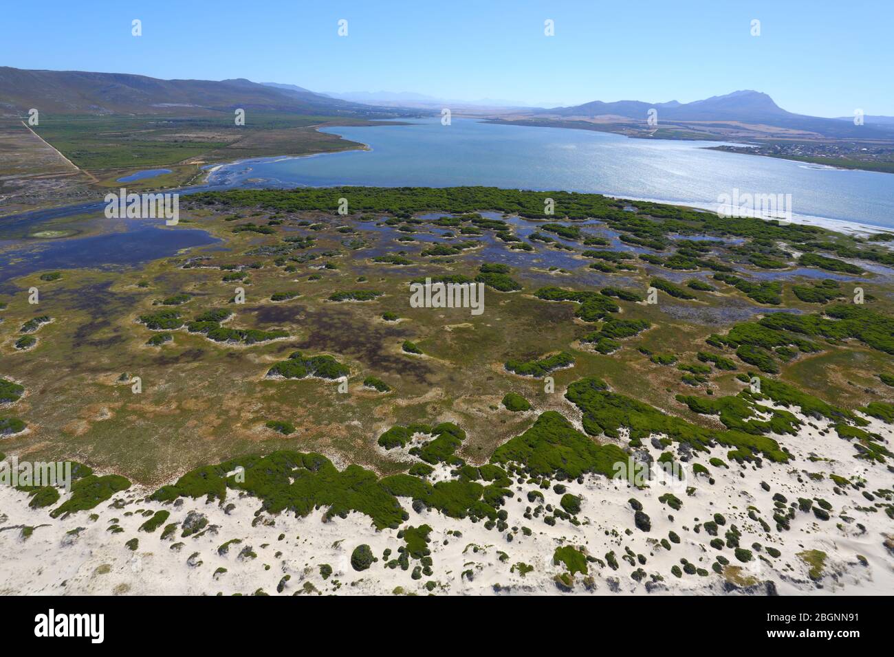 Aerial photo of Bot River mouth near Kleinmond Stock Photo - Alamy