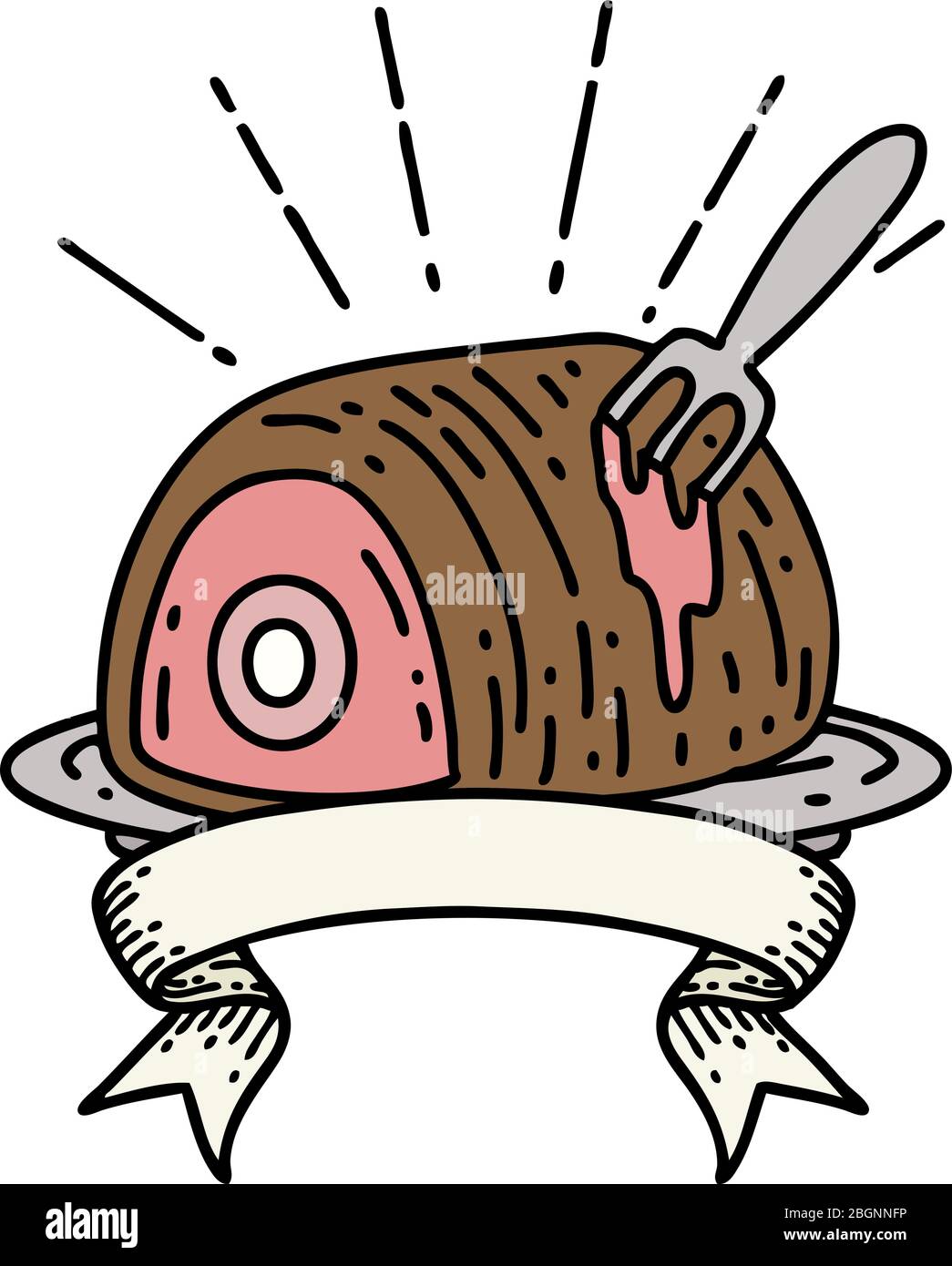 scroll banner with tattoo style roast beef Stock Vector Image & Art - Alamy