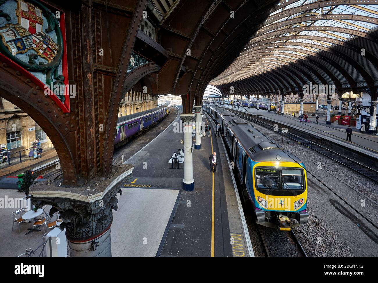 Train to Scarborough at platform 5b at York railway station Stock Photo ...