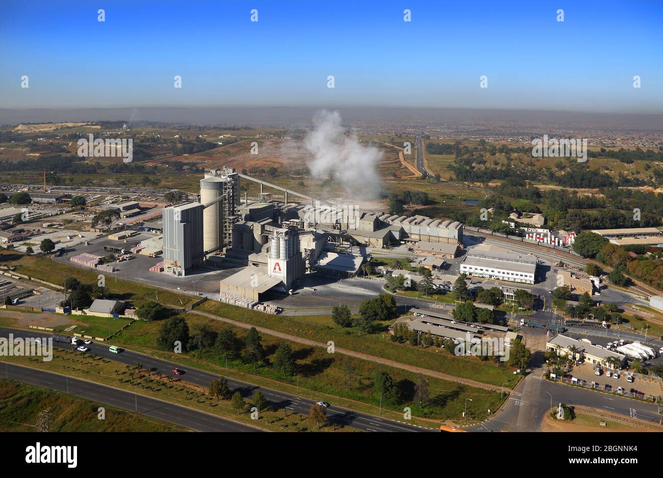 Aerial photo of an industrial factory Stock Photo - Alamy