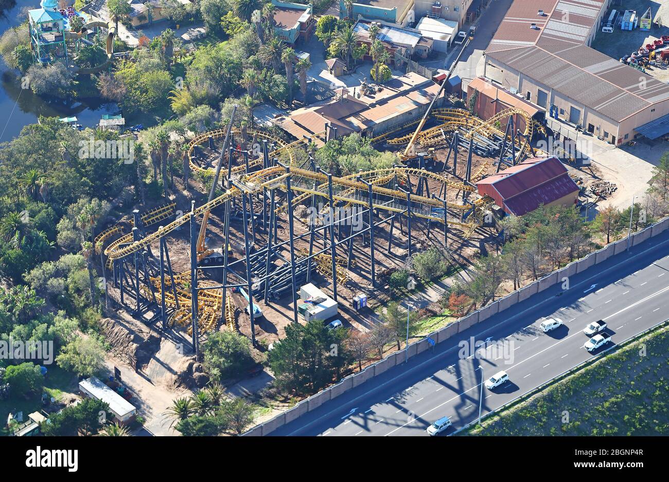 Aerial photo of Ratanga Junction Theme Park Stock Photo - Alamy