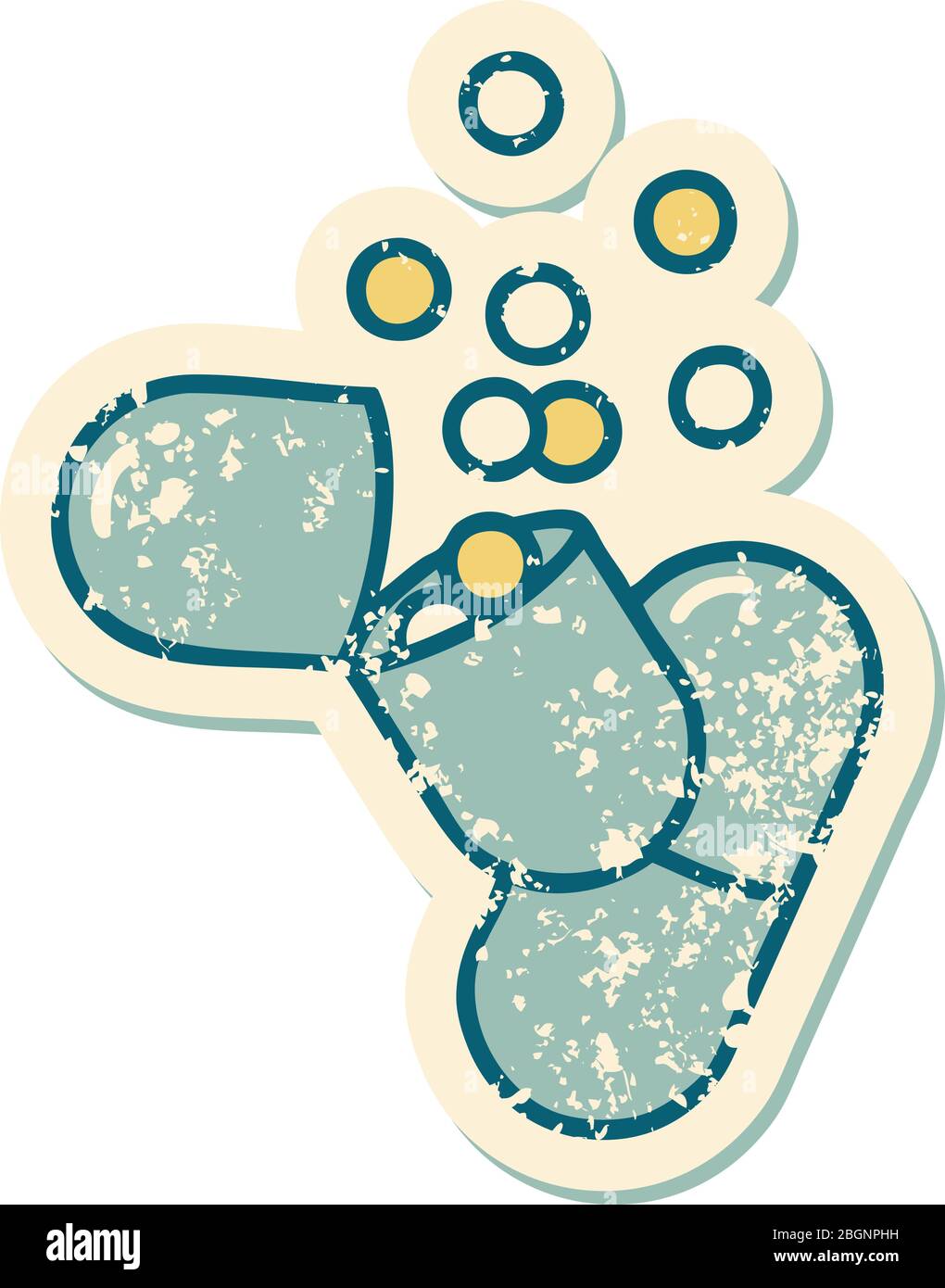 grunge sticker of a burst open medical capsule pill Stock Vector Image ...