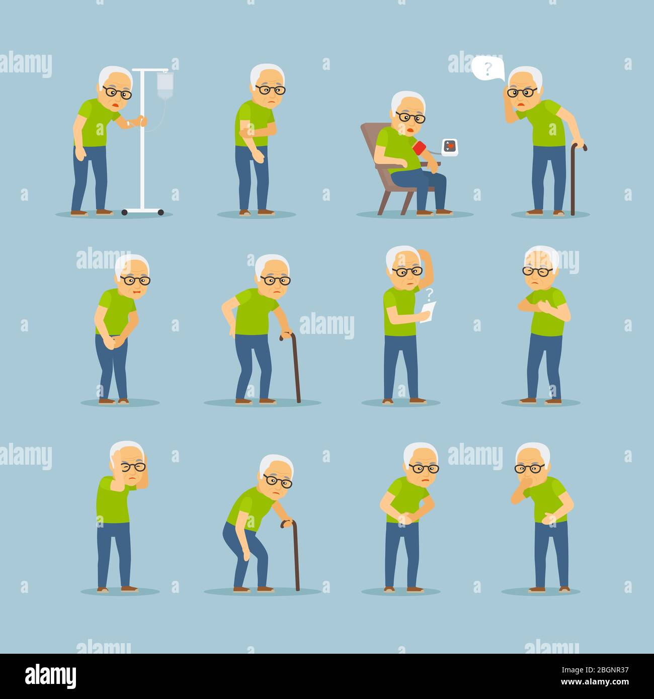 Old man sick. Old mens disease vector illustration Stock Vector Image ...