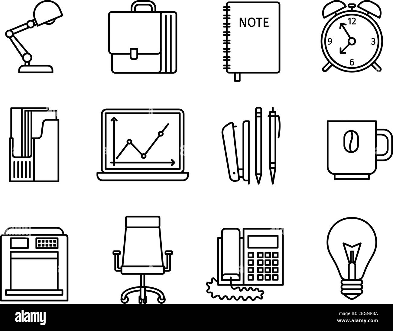 Business and office thin line icons. Office line icons and Business ...