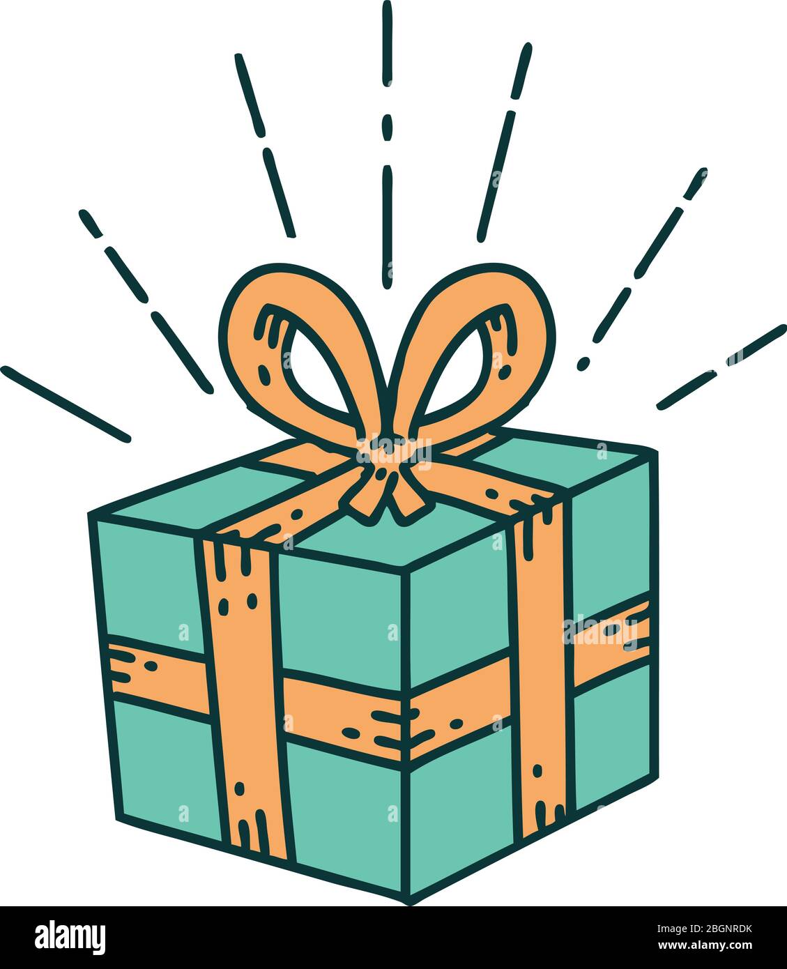 illustration of a traditional tattoo style christmas present Stock ...