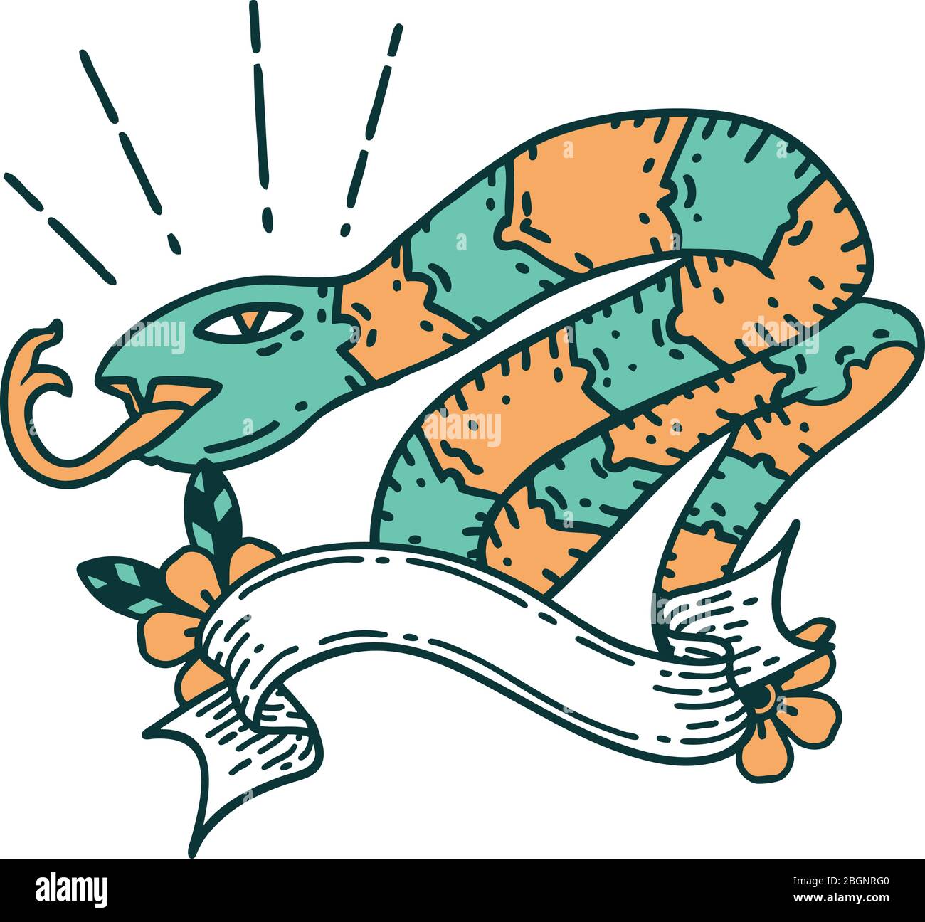 scroll banner with tattoo style hissing snake Stock Vector Image & Art ...