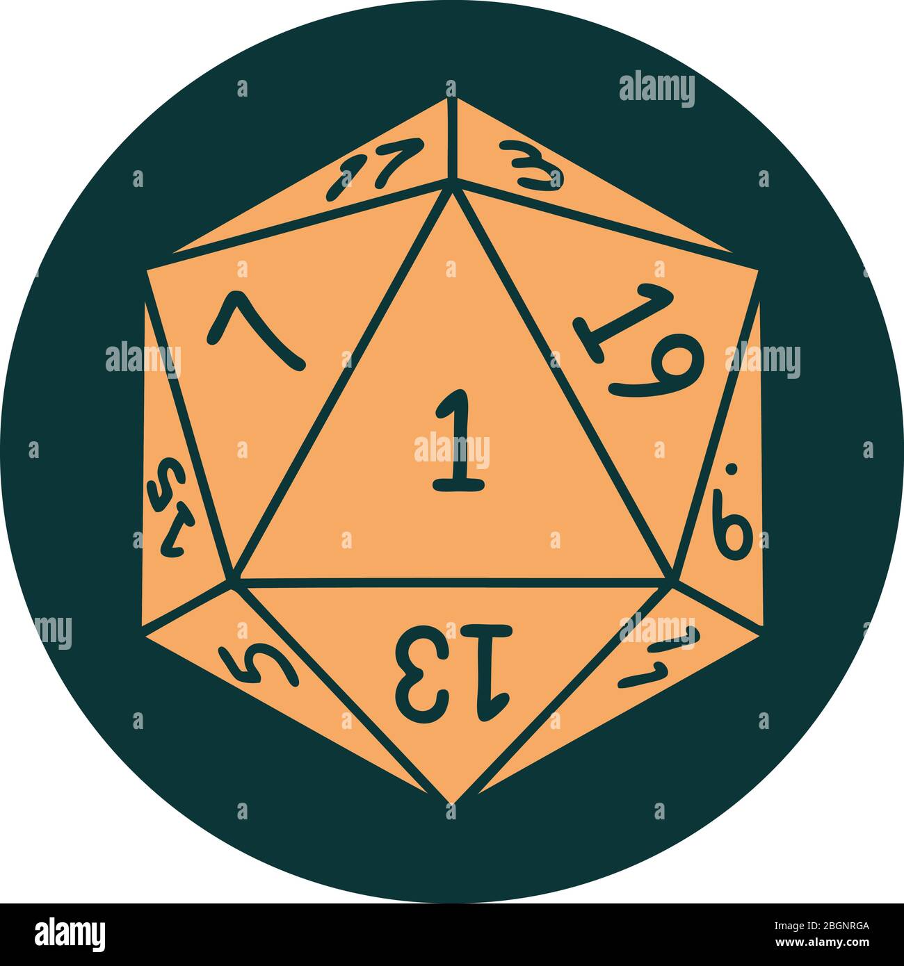 icon of natural 1 D20 dice roll Stock Vector Image & Art - Alamy
