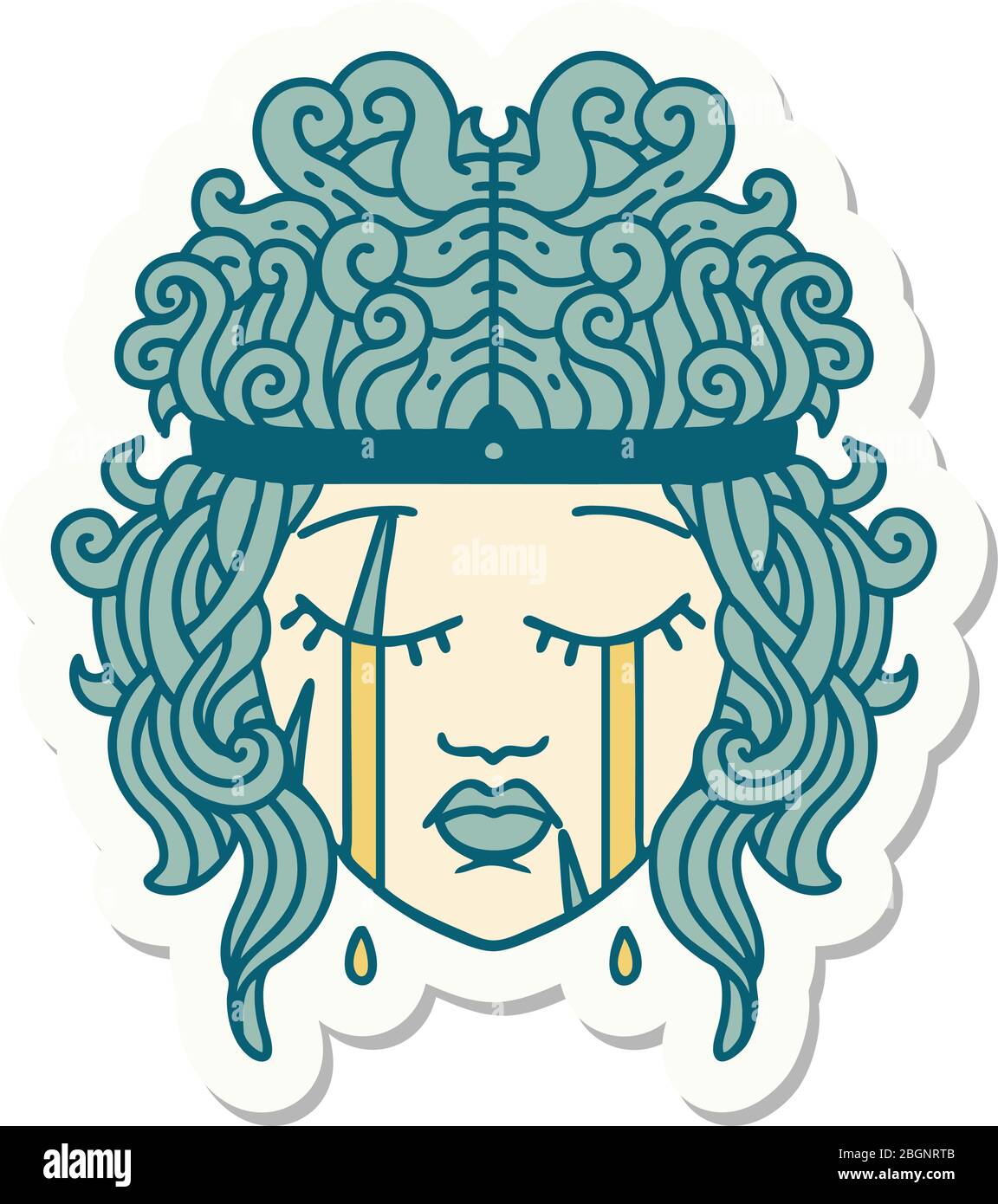 sticker of a crying human barbarian Stock Vector Image & Art - Alamy