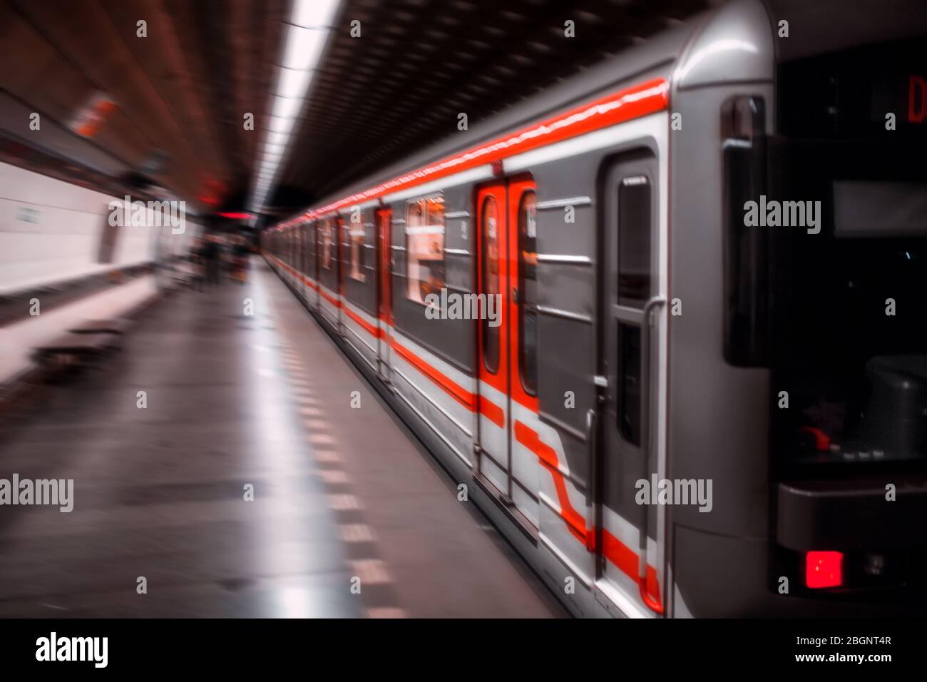 Modern Metro subway Station speed fast Red Blue european public ...