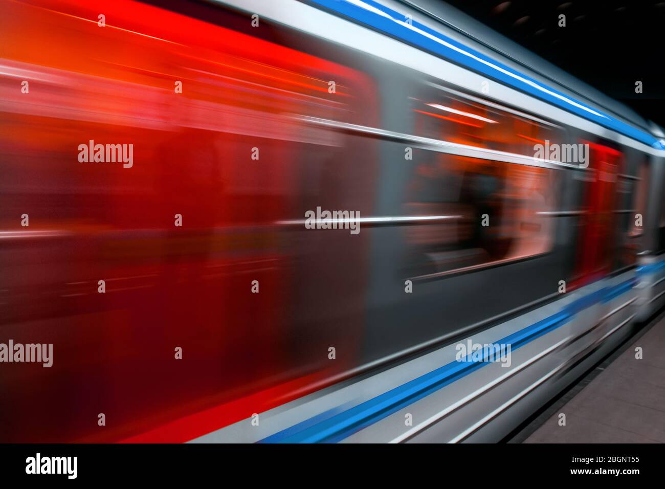 Modern Metro subway Station speed fast Red Blue european public ...