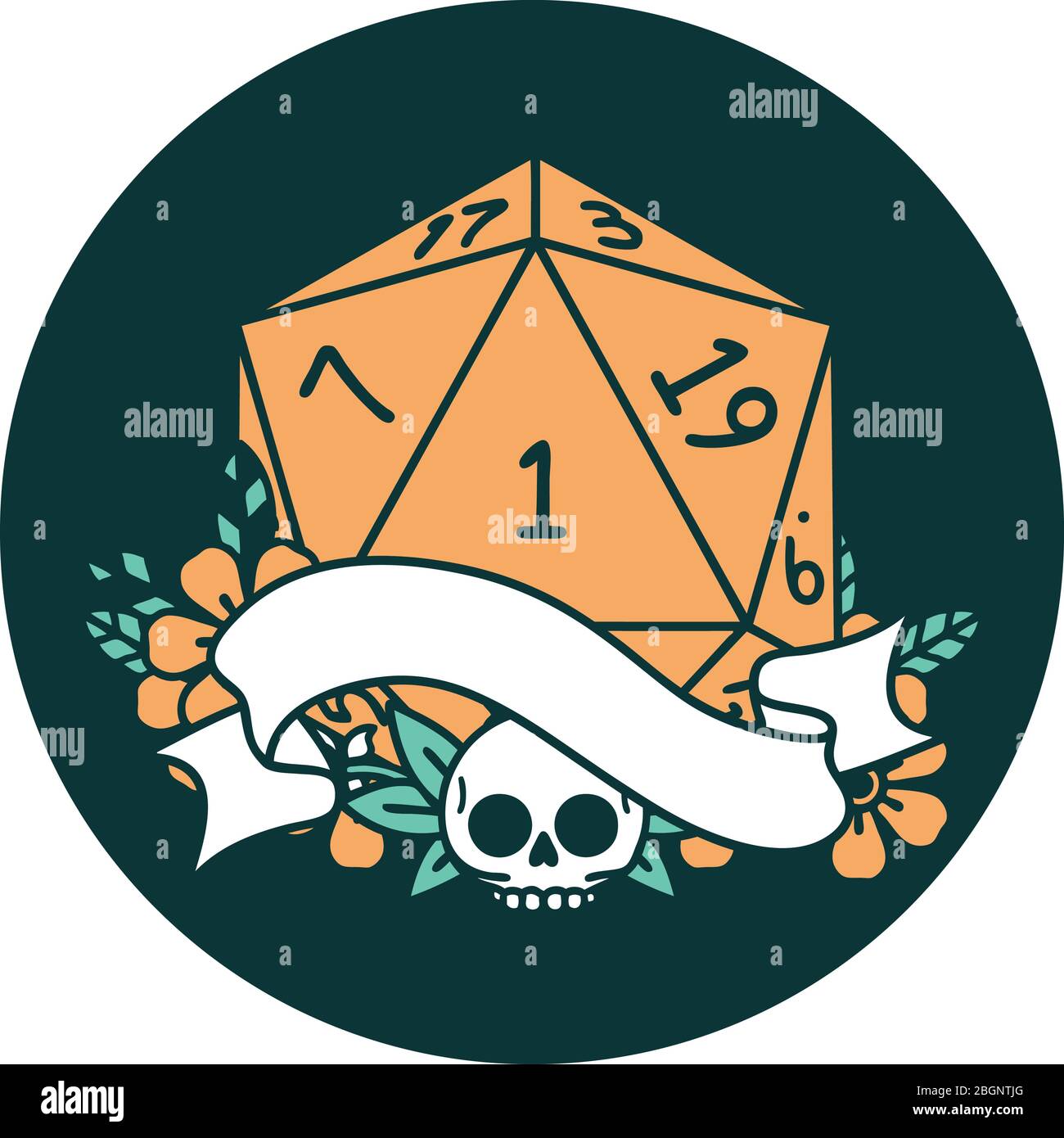 icon of natural one d20 dice roll Stock Vector Image & Art - Alamy