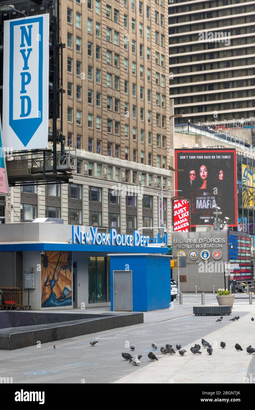 Times Square is nearly deserted due to the COVID-19 pandemic, April ...