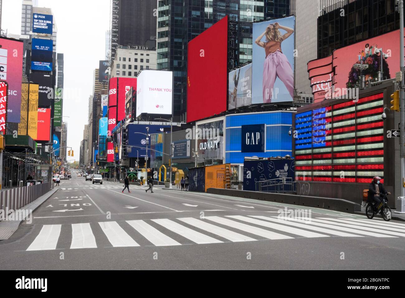 Times Square is nearly deserted due to the COVID-19 pandemic, April ...