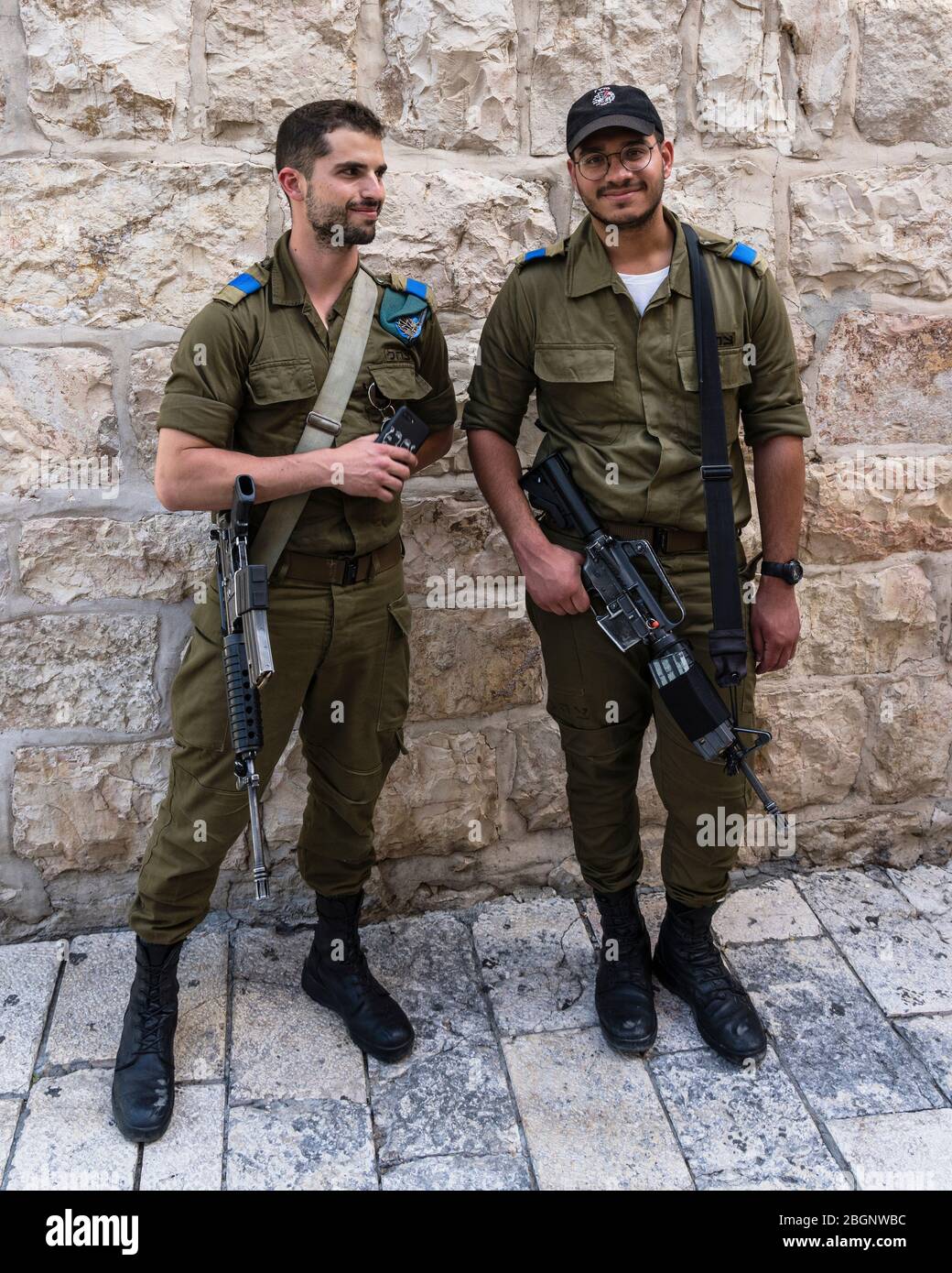 Israel, Jerusalem, Mount Zion, Israeli Defense Force soldiers on duty ...