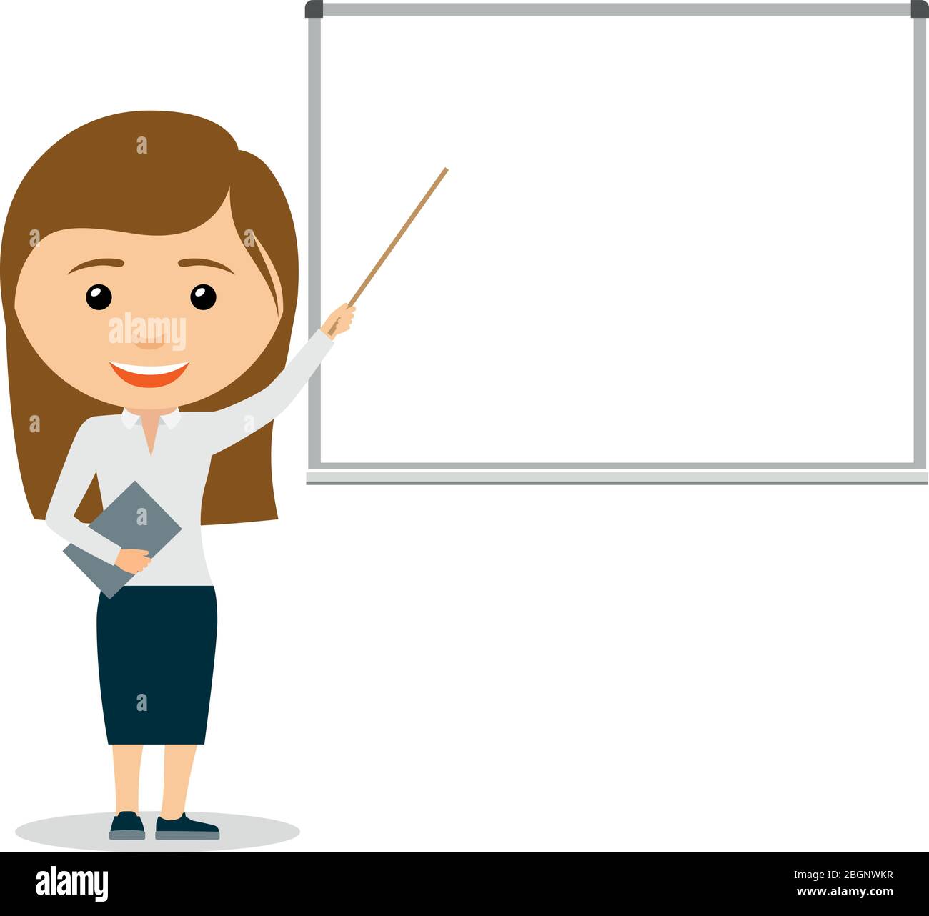 Young business woman giving a presentation, pointing at whiteboard ... Young business woman giving a presentation, pointing at whiteboard ...