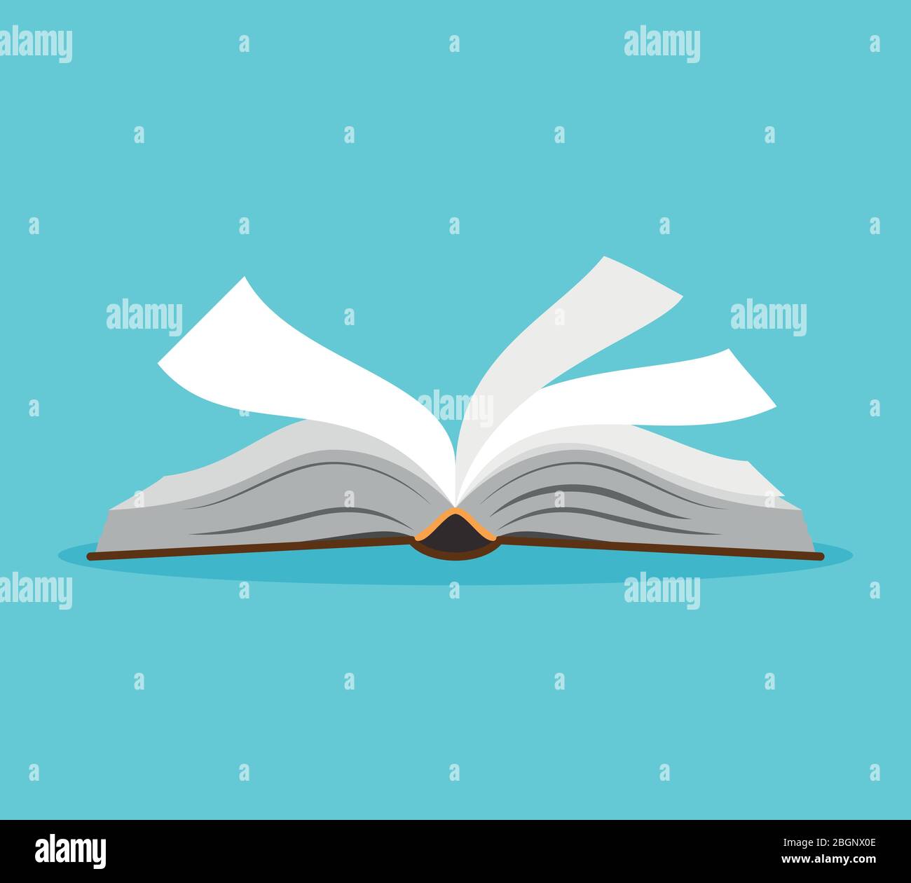 Opened book illustration. Open book with pages fluttering. Vector ...
