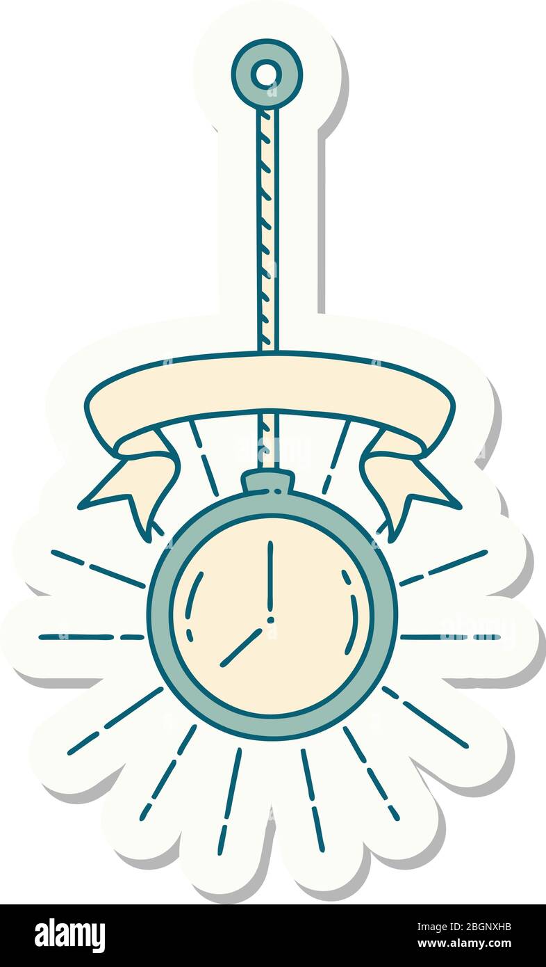 sticker of a tattoo style gold pocket watch Stock Vector Image & Art ...