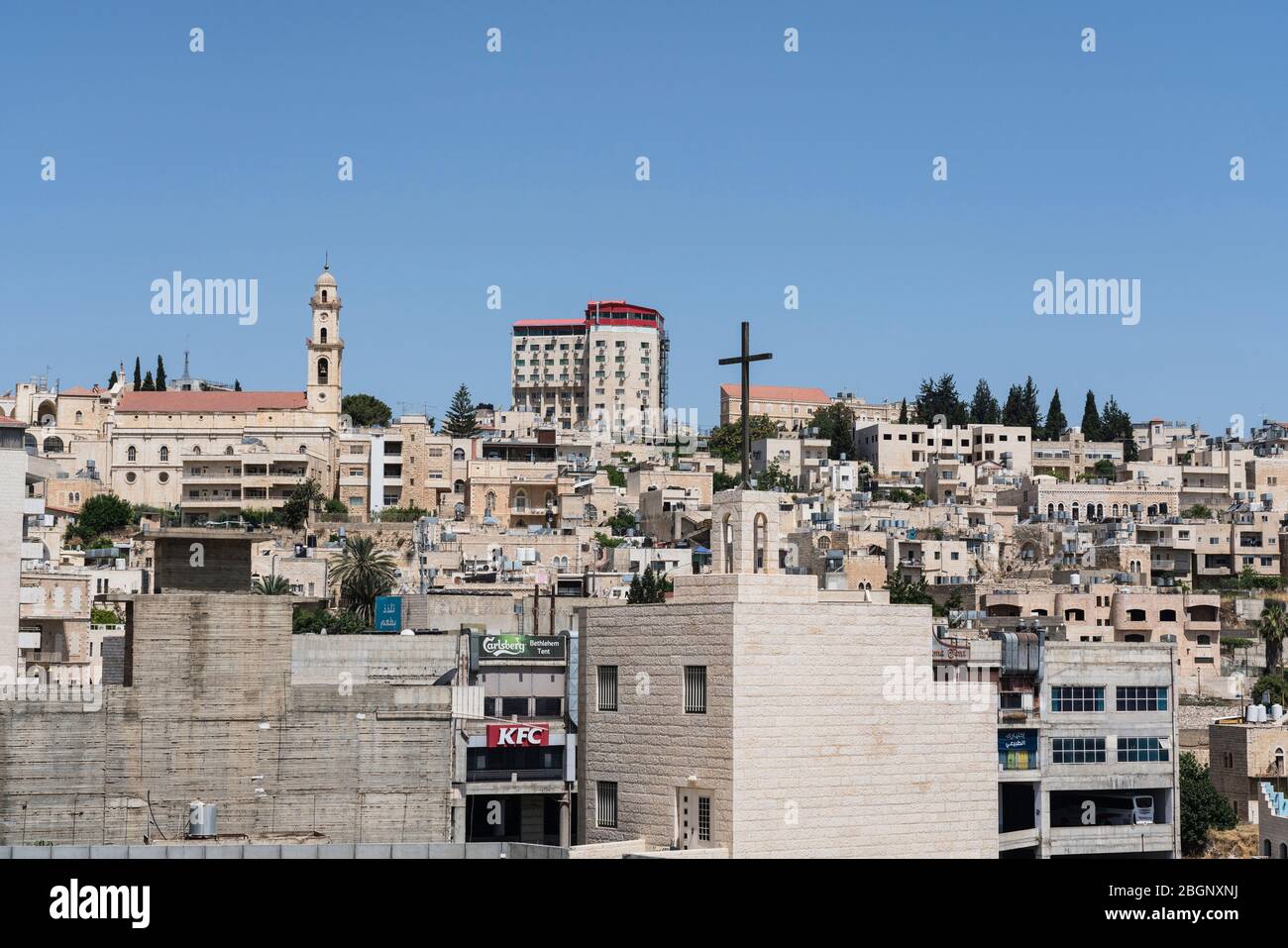 Palestine, Bethlehem, A view of the modern city of Bethlehem in the ...