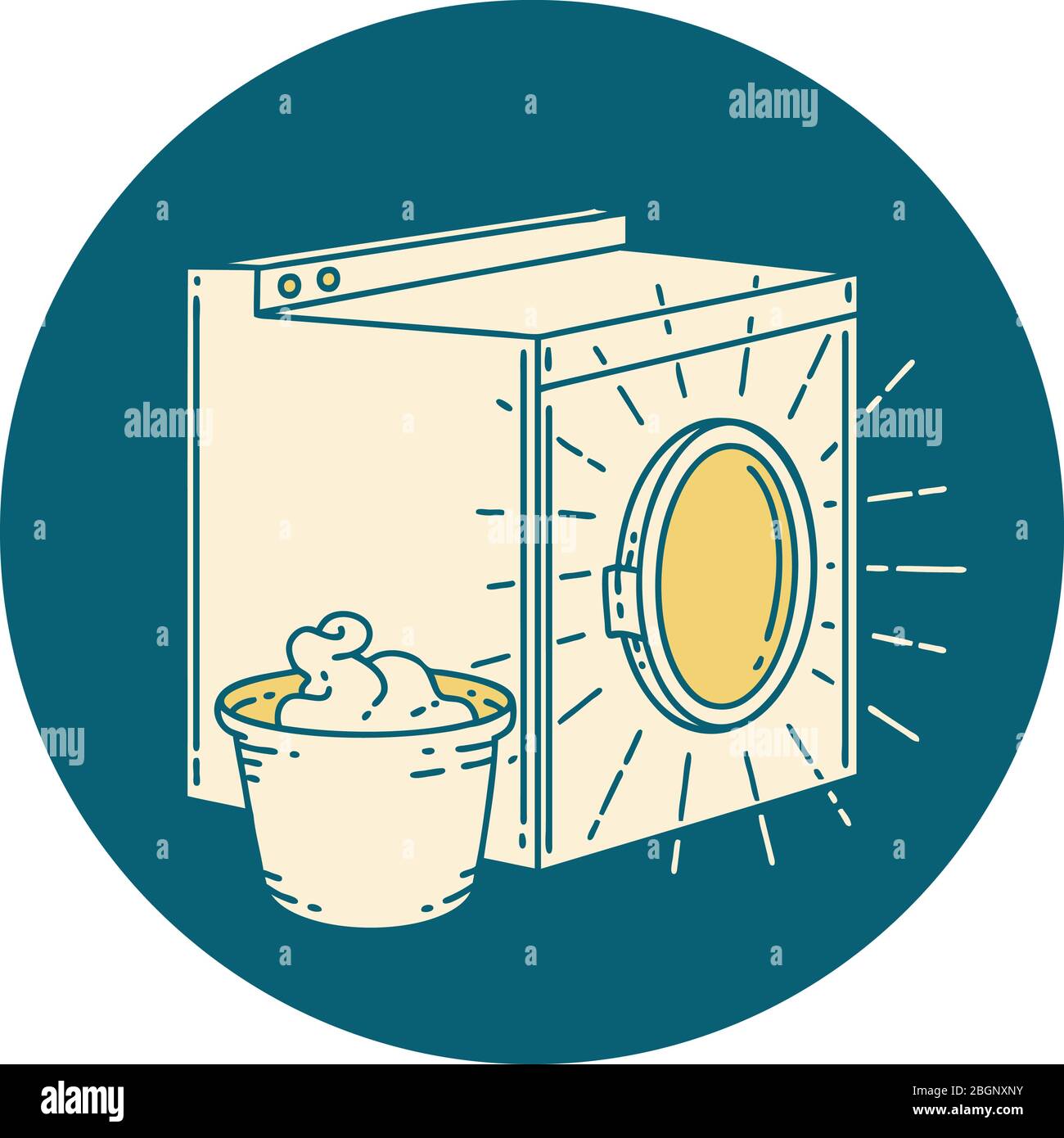 icon of a tattoo style washing machine Stock Vector Image & Art - Alamy