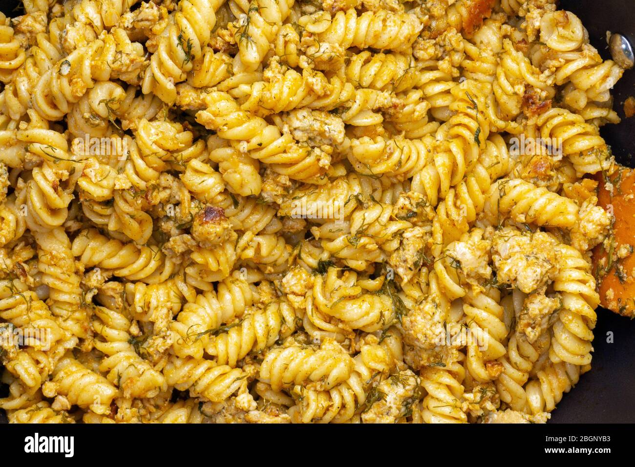 fusilli macaroni with minced meat paste. mixes home cooking Stock Photo ...