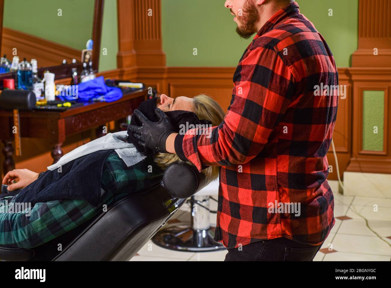 Beard man. Designing haircut. barber tools in barbershop. handsome ...