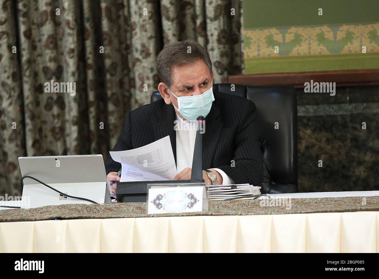 Tehran, Iran. 22nd Apr, 2020. Iranian cabinet members attending a ...