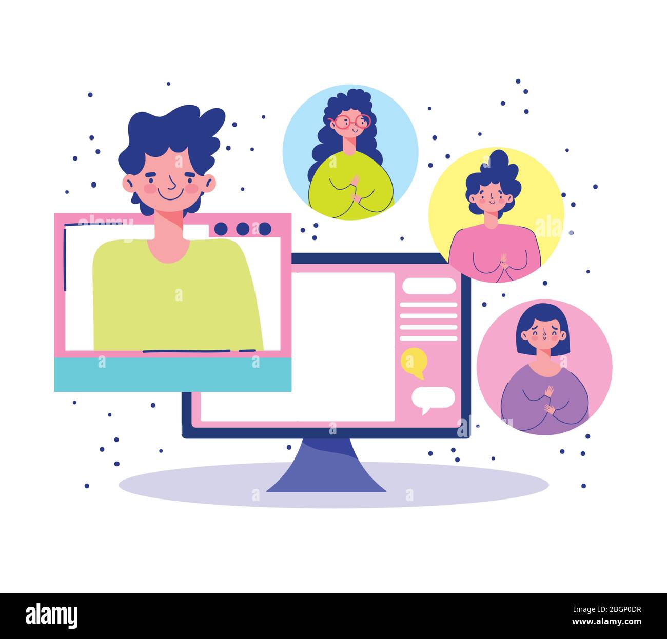meeting online, people teamwork audience company cartoon vector ...