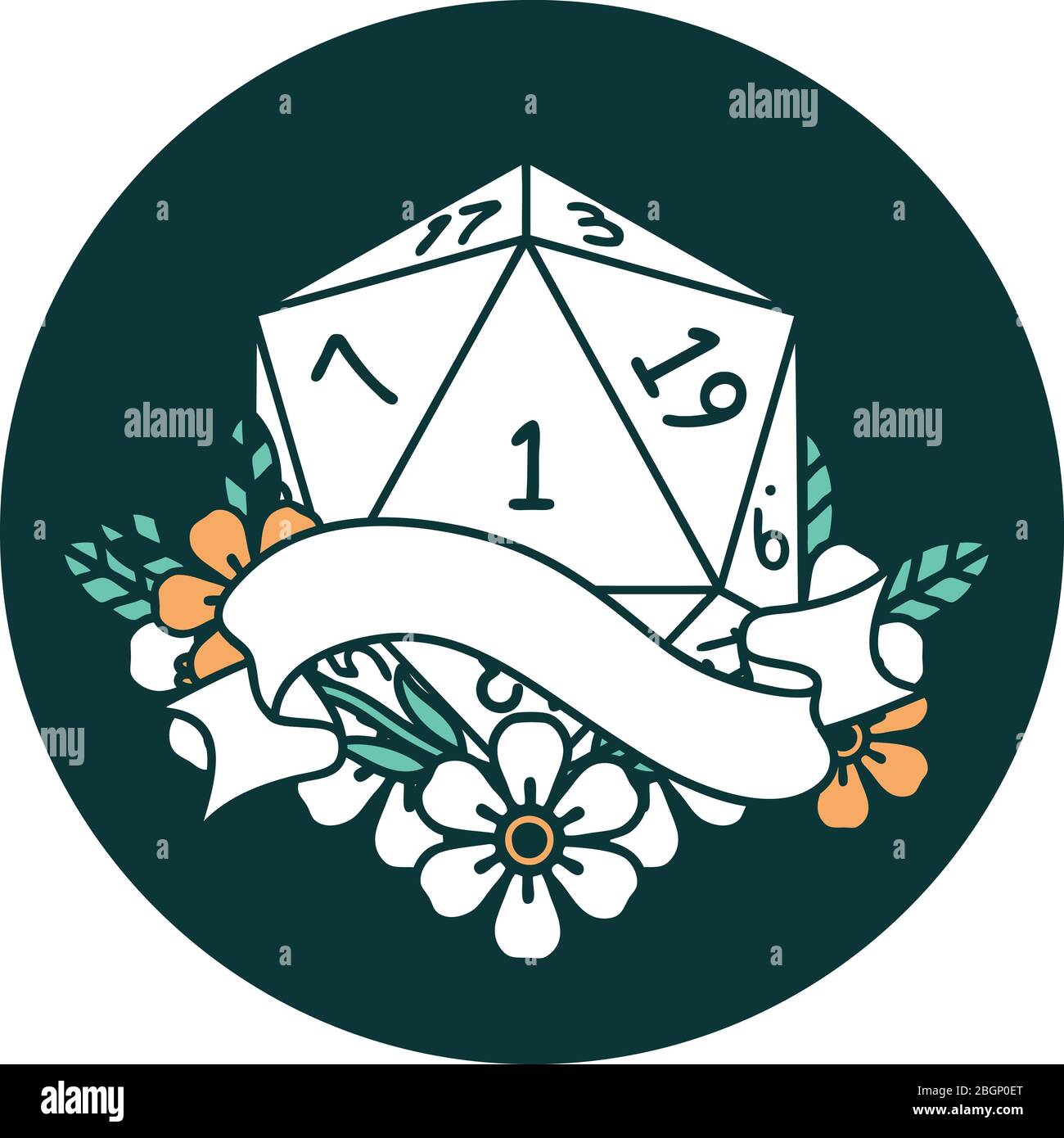 icon of natural one d20 dice roll Stock Vector Image & Art - Alamy