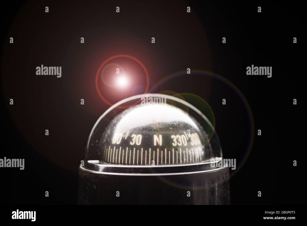 A big compass on a boat showing direction. Close up Stock Photo - Alamy