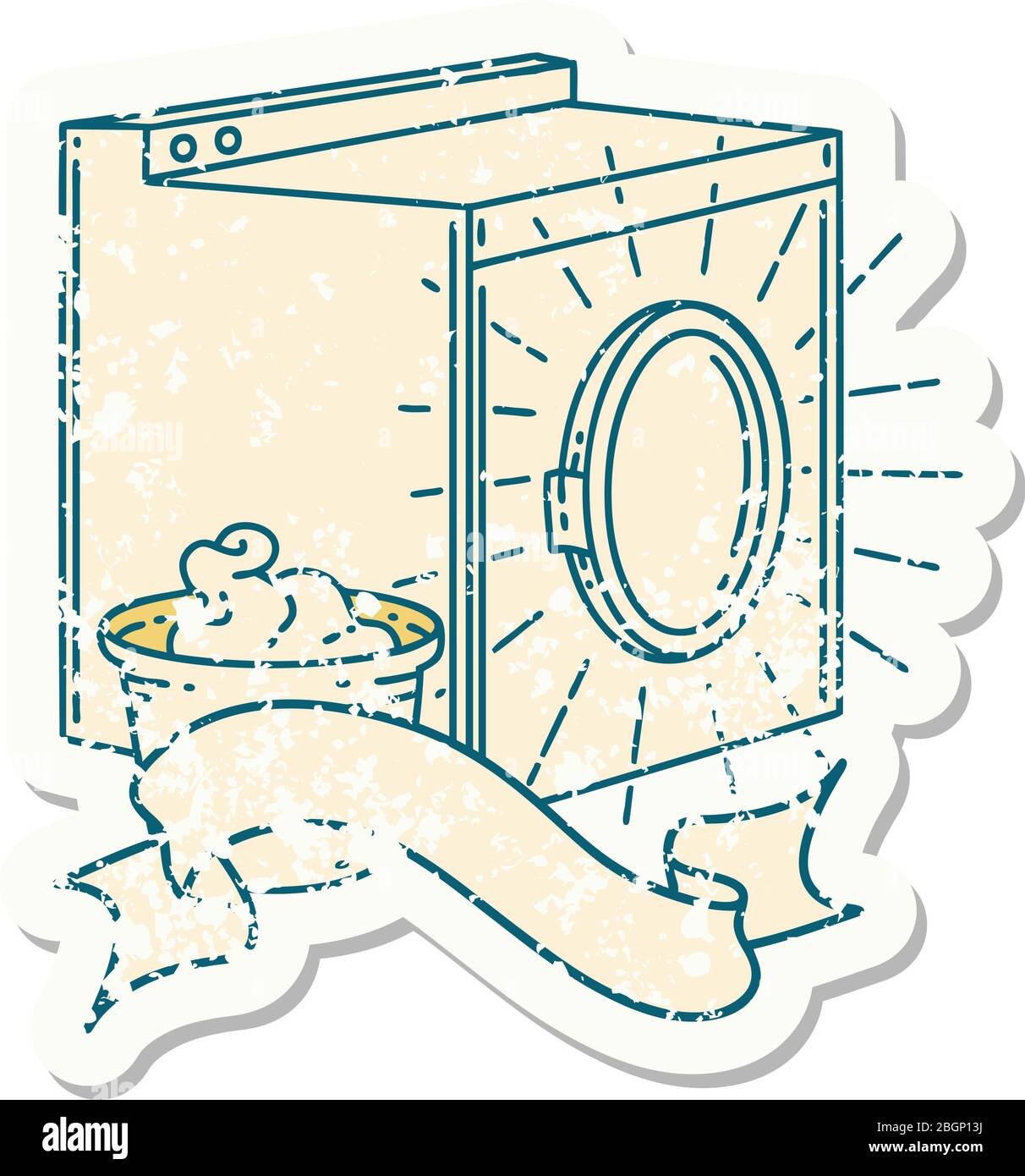 worn old sticker of a tattoo style washing machine Stock Vector Image ...