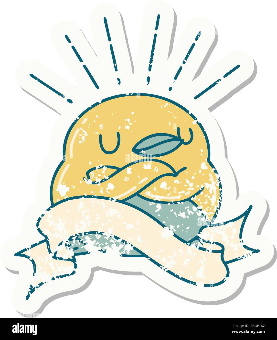 worn old sticker of a tattoo style robin with folded wings Stock Vector ...