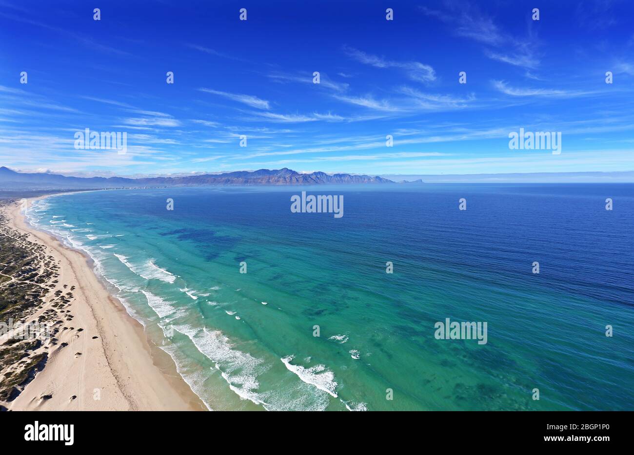 Aerial photo of Macassar Beach with False Bay in the background Stock ...