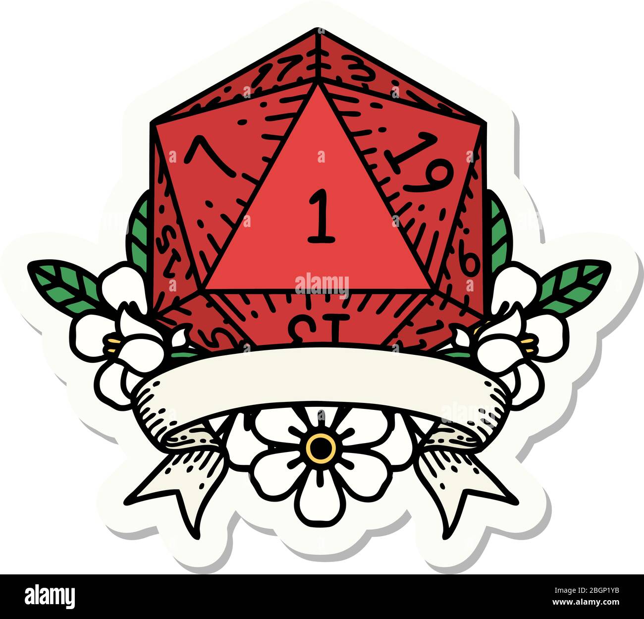 sticker of a natural one d20 dice roll Stock Vector Image & Art - Alamy